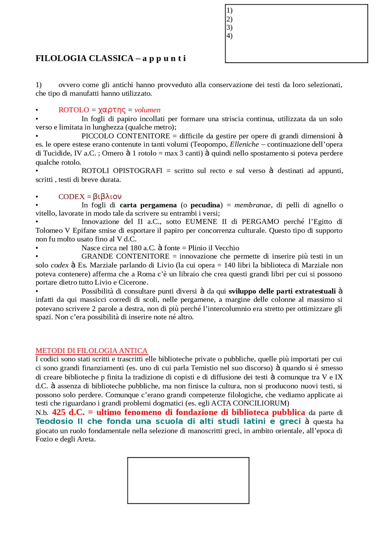 Filologia Classica Appunti Docsity