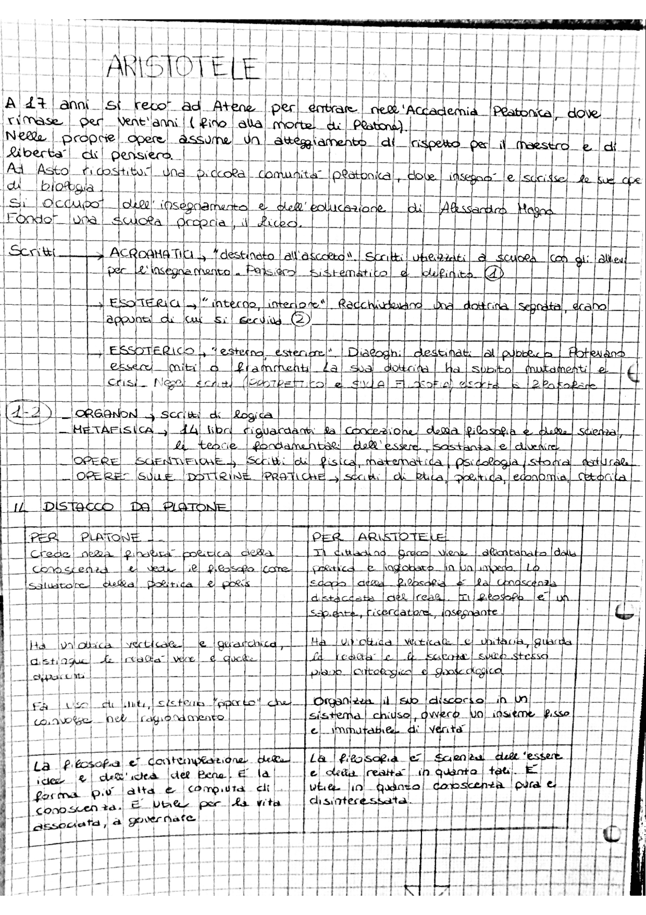 Aristotele In Sintesi Docsity