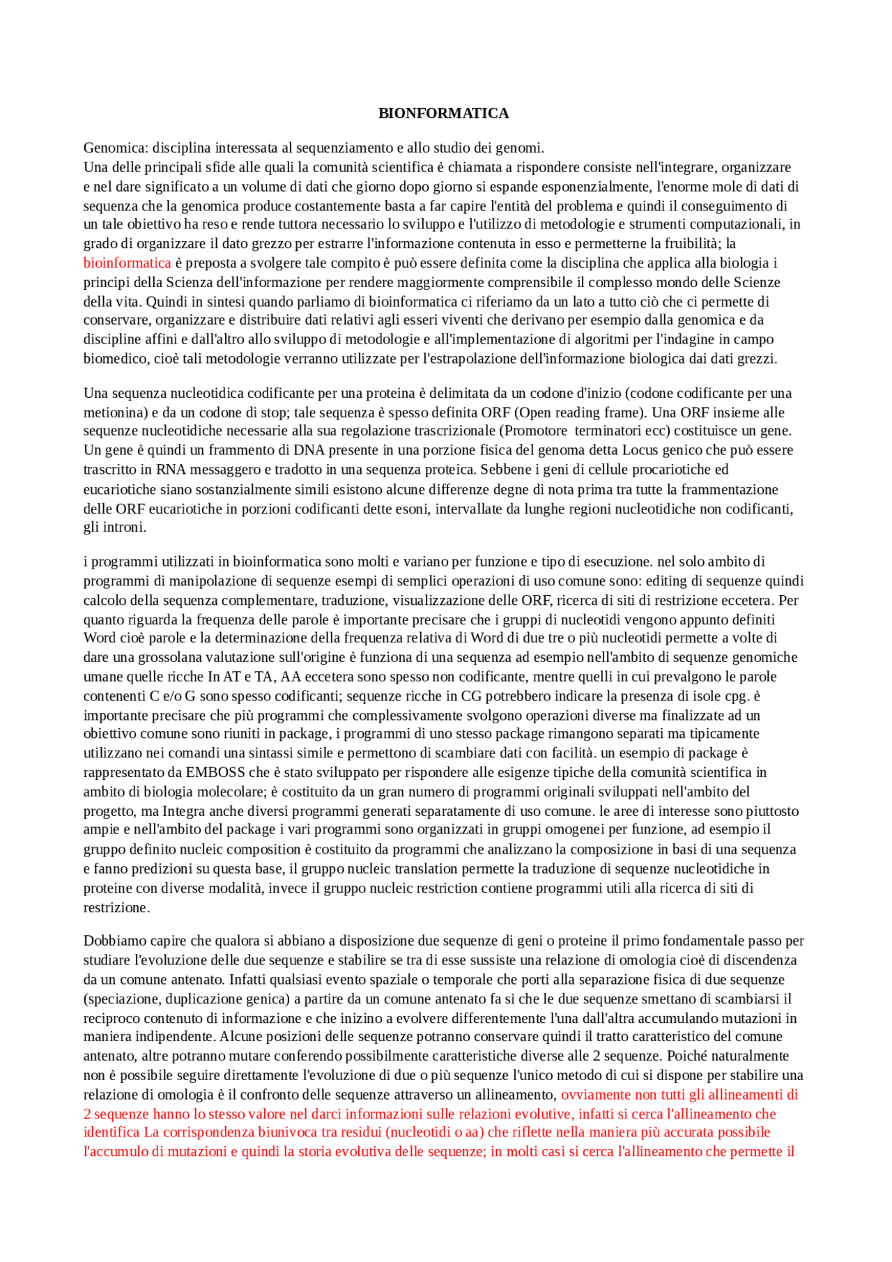 Dispensa Bioinformatica - Docsity