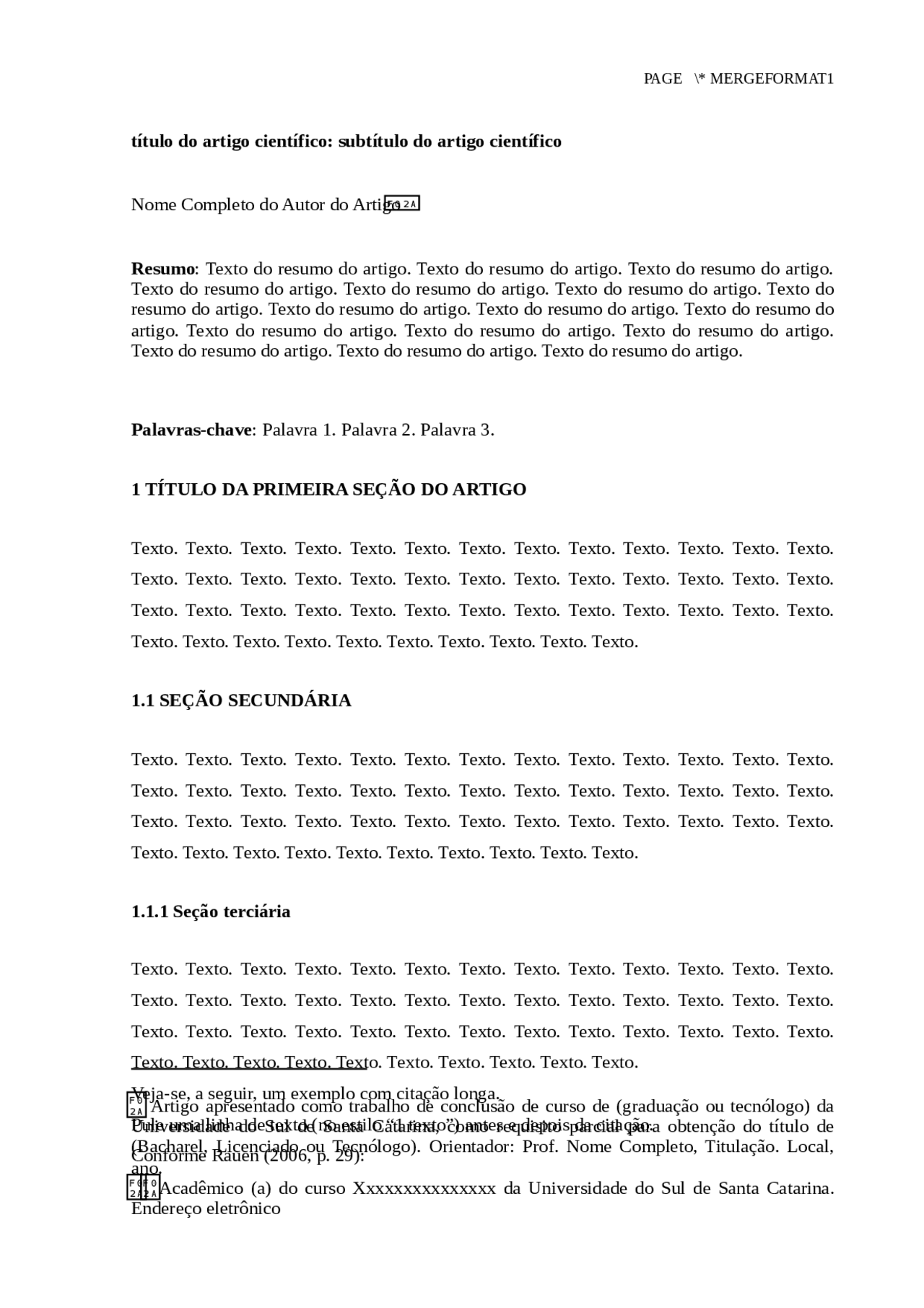 Modelos Para Formatação De Trabalho Docsity