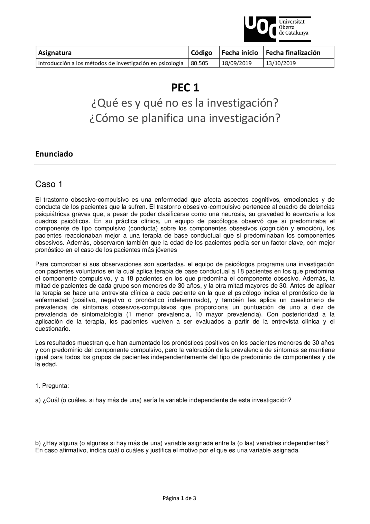 Pec 1 IntroducciÓn MÉtodos De InvestigaciÓn Ejercicios De Métodos De