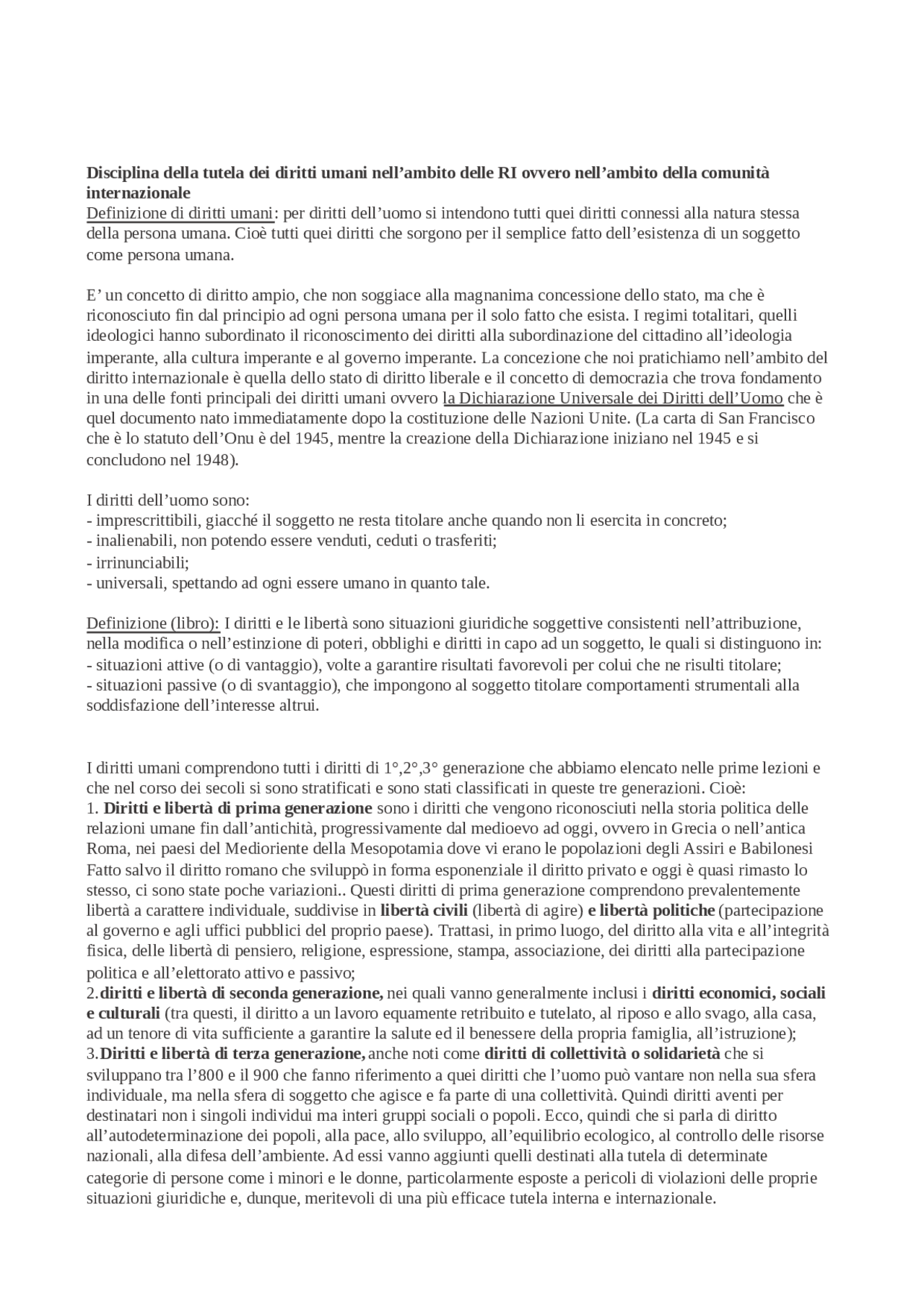 Appunti Regimi Internazionali Modulo Sui Diritti Umani Prof
