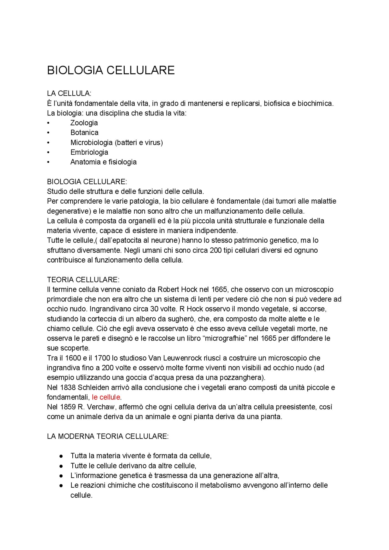 Appunti Sulla Cellula Docsity