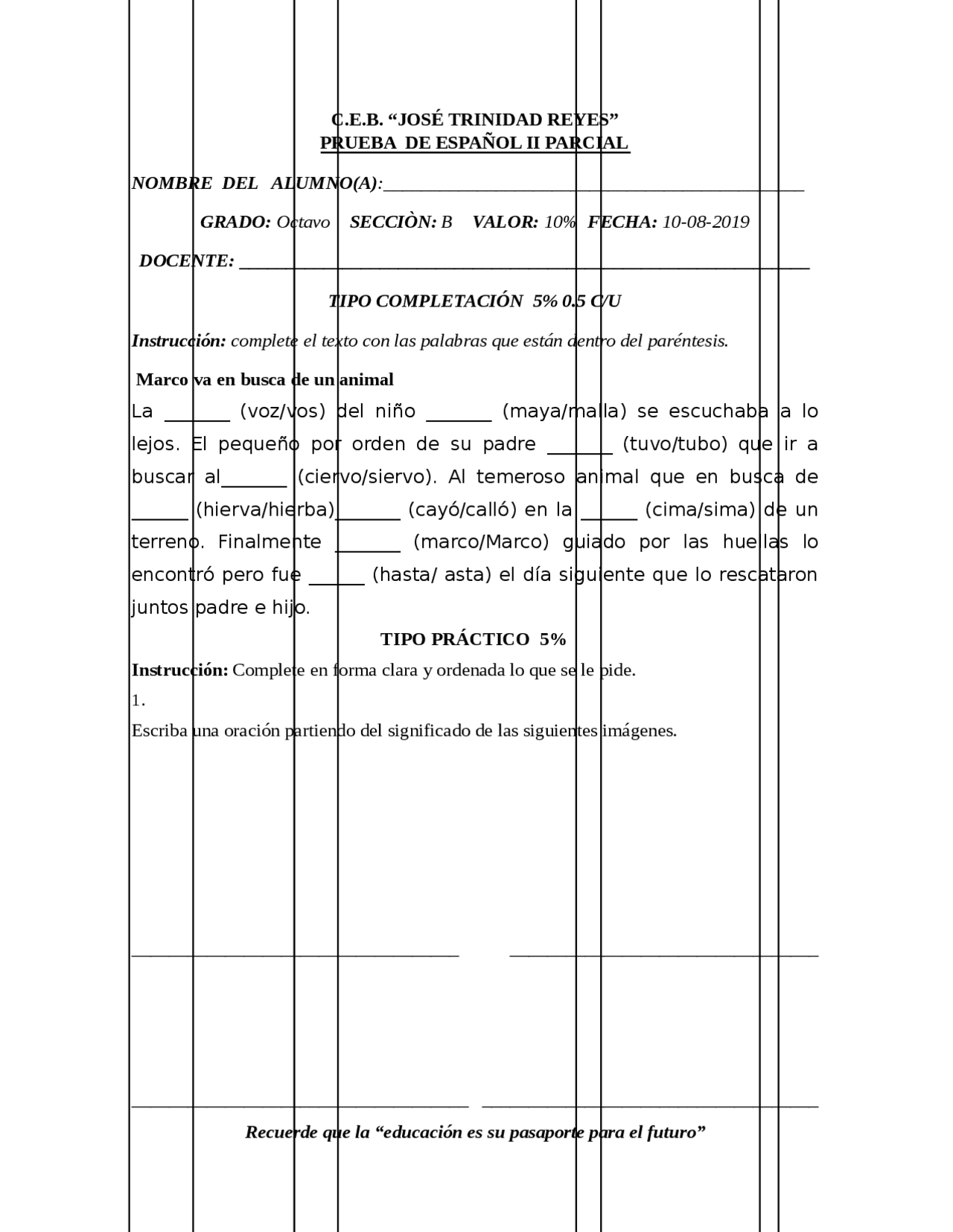 Ejemplo de elaboración de una prueba escrita | Ejercicios de Evaluación ...