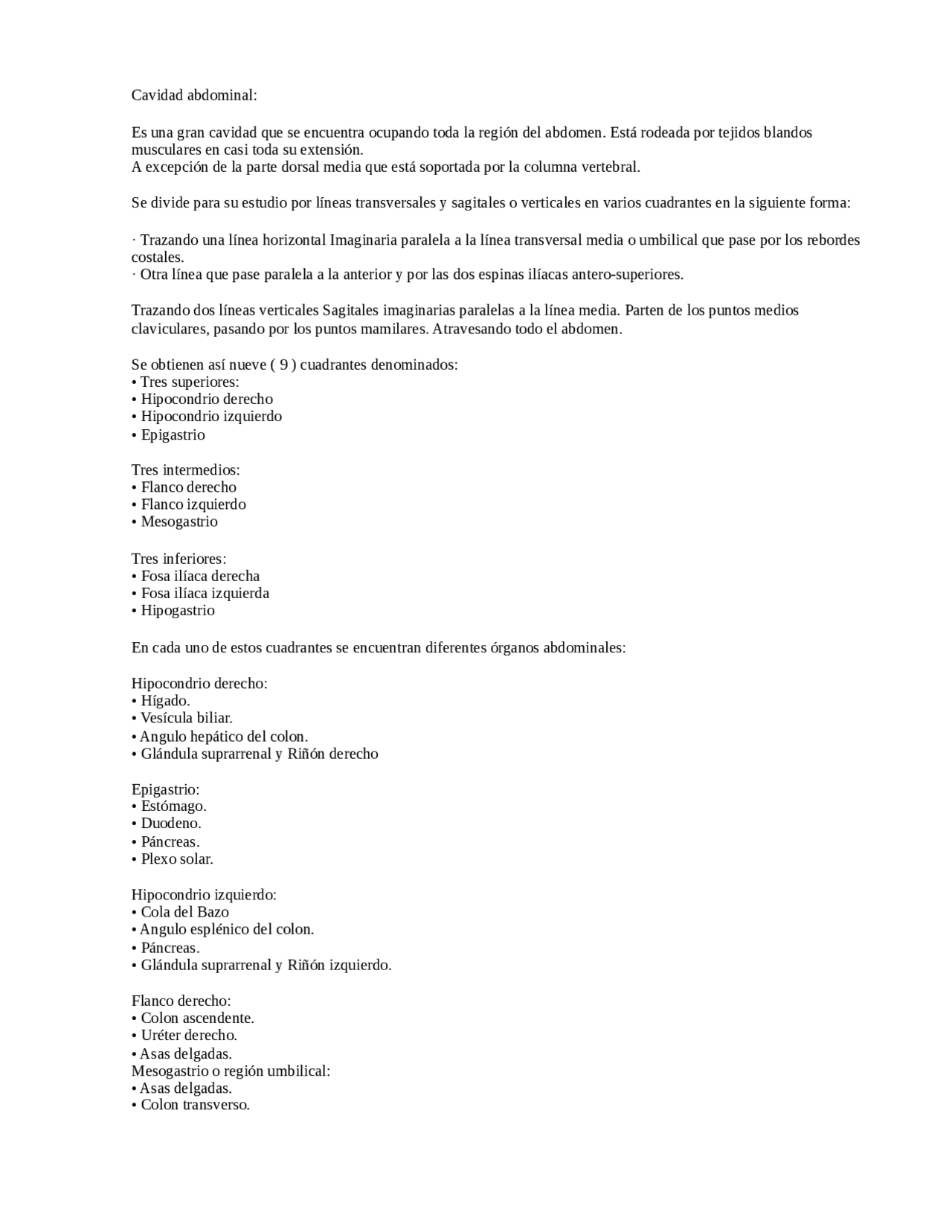 Cavidad Abdominal Del Abdomen Esquemas Y Mapas Conceptuales De