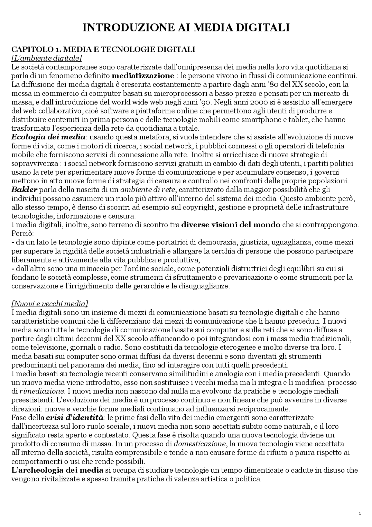 Introduzione Ai Media Digitali Docsity