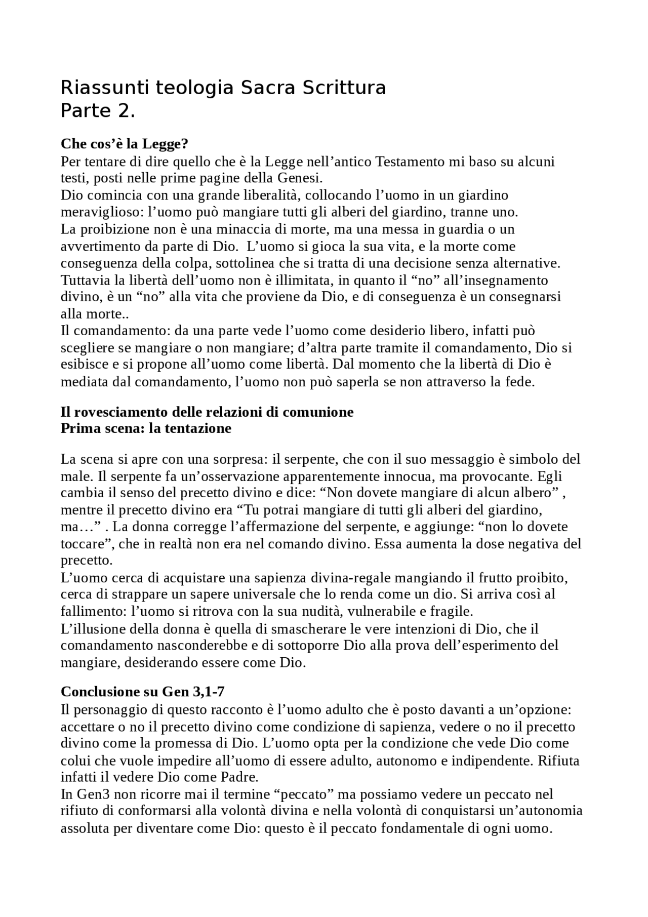Teologia Sacra Scrittura Parte Due Docsity