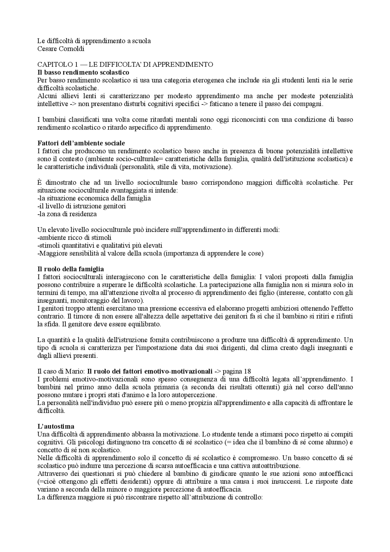 I Disturbi Specifici Dellapprendimento Dsa Di Cornoldi Docsity