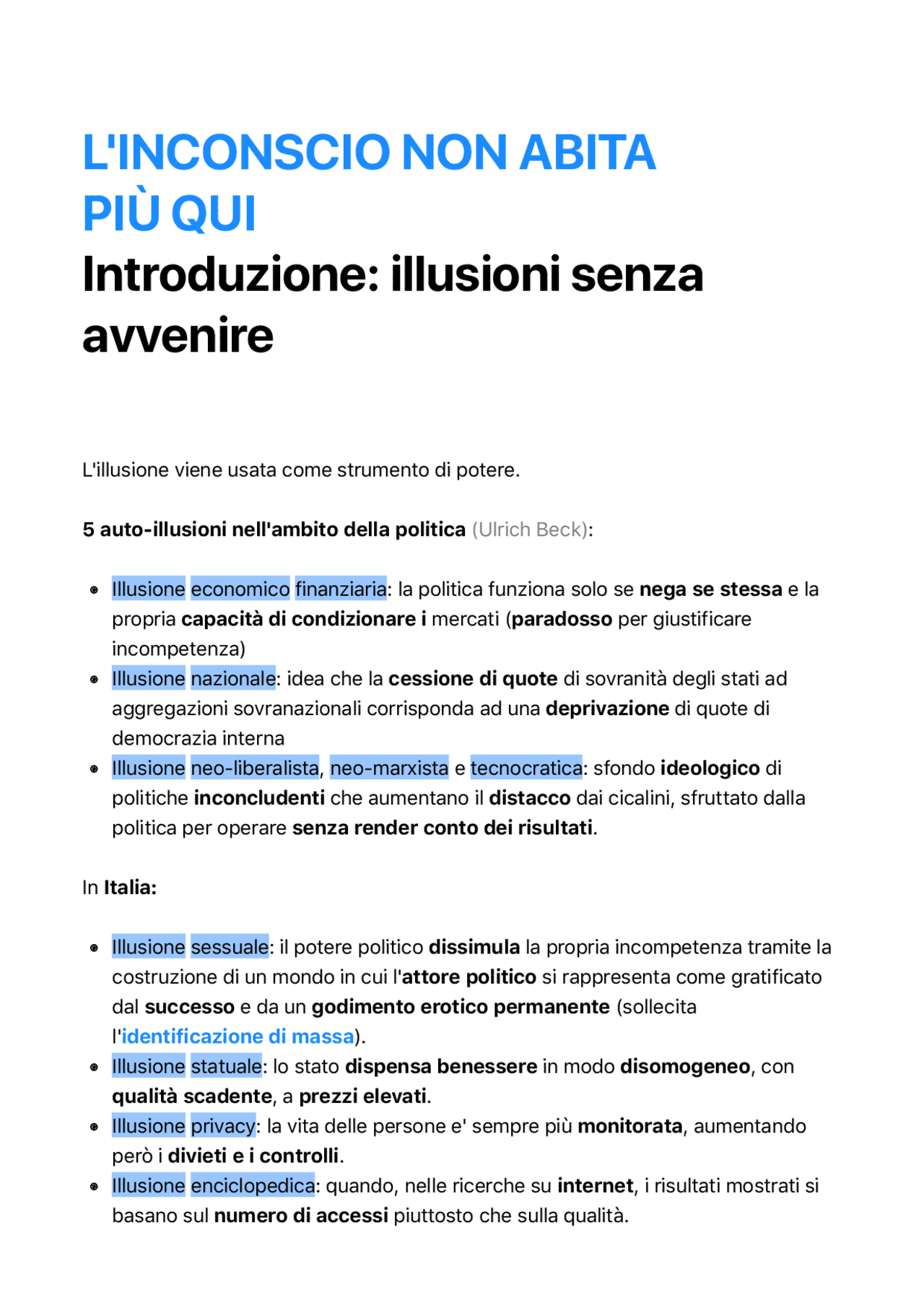 Linconscio Non Abita Piu Qui Docsity