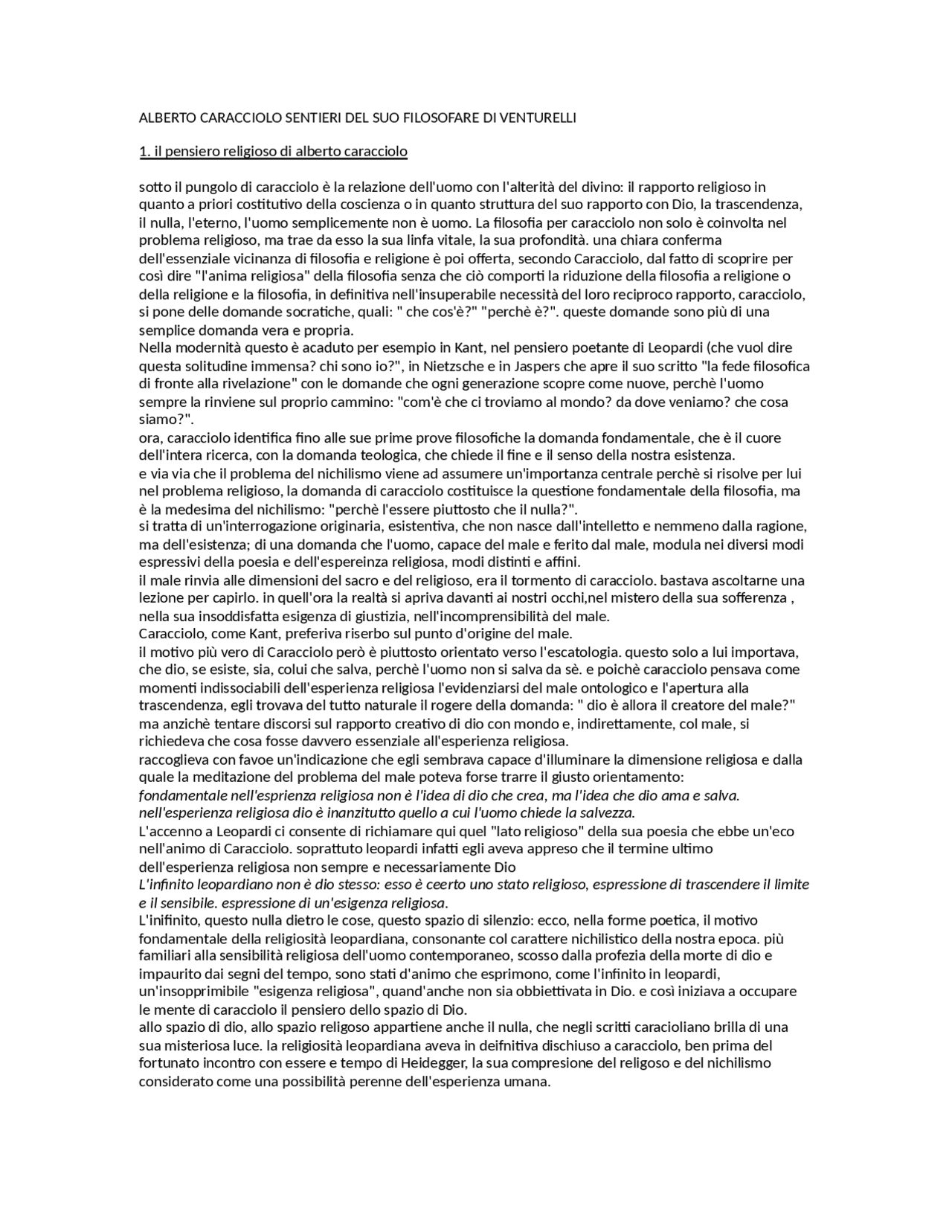 Alberto Caracciolo Di Venturelli Docsity