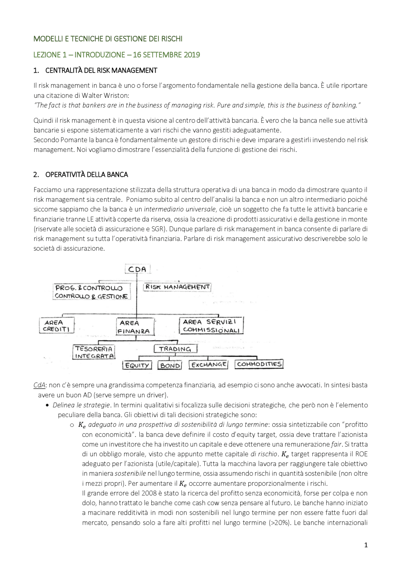 Riassunto Modelli E Tecniche Di Gestione Dei Rischi Pomante Tor