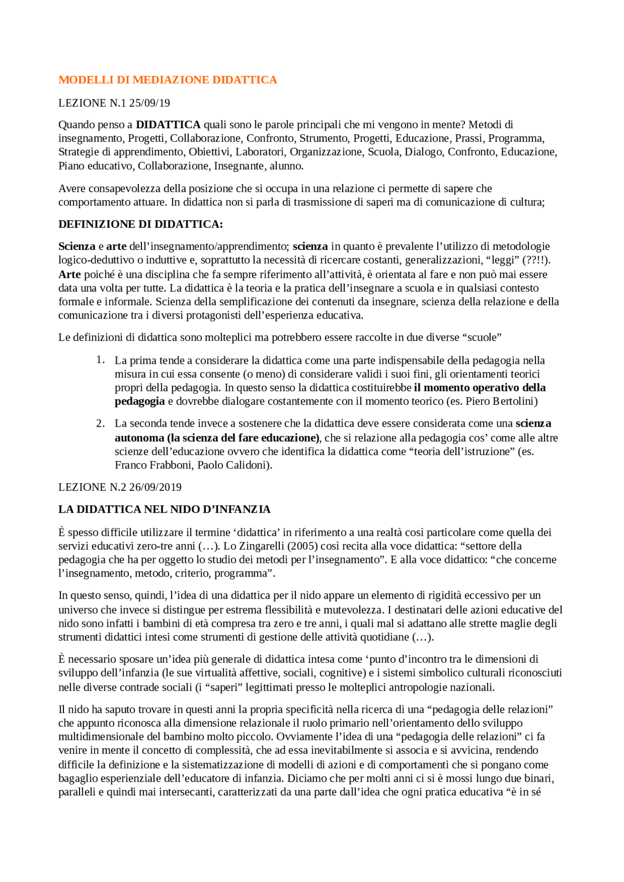 Modelli Di Mediazione Didattica Docsity