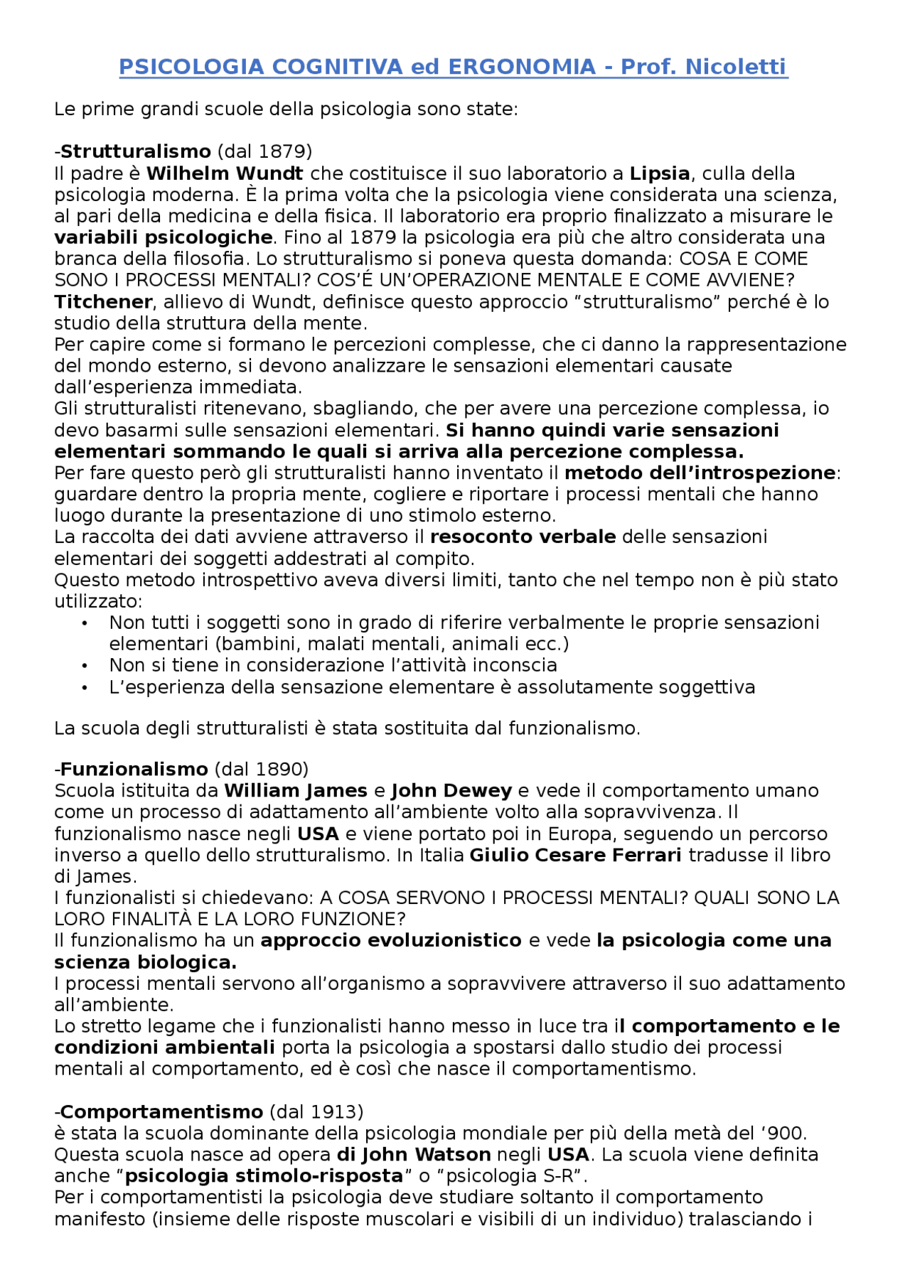 Psicologia Cognitiva Nicoletti Docsity