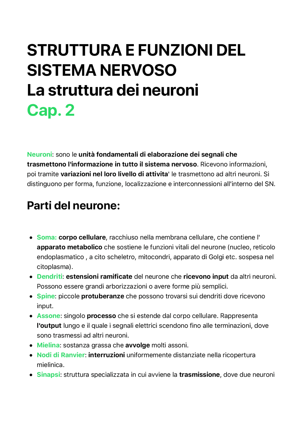 Neuroscienze Cognitive Profssa Leggio Pt1 Docsity