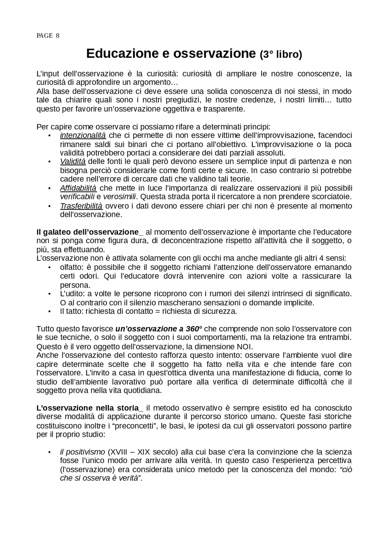Tecniche Di Osservazione Del Comportamento Infantile Docsity