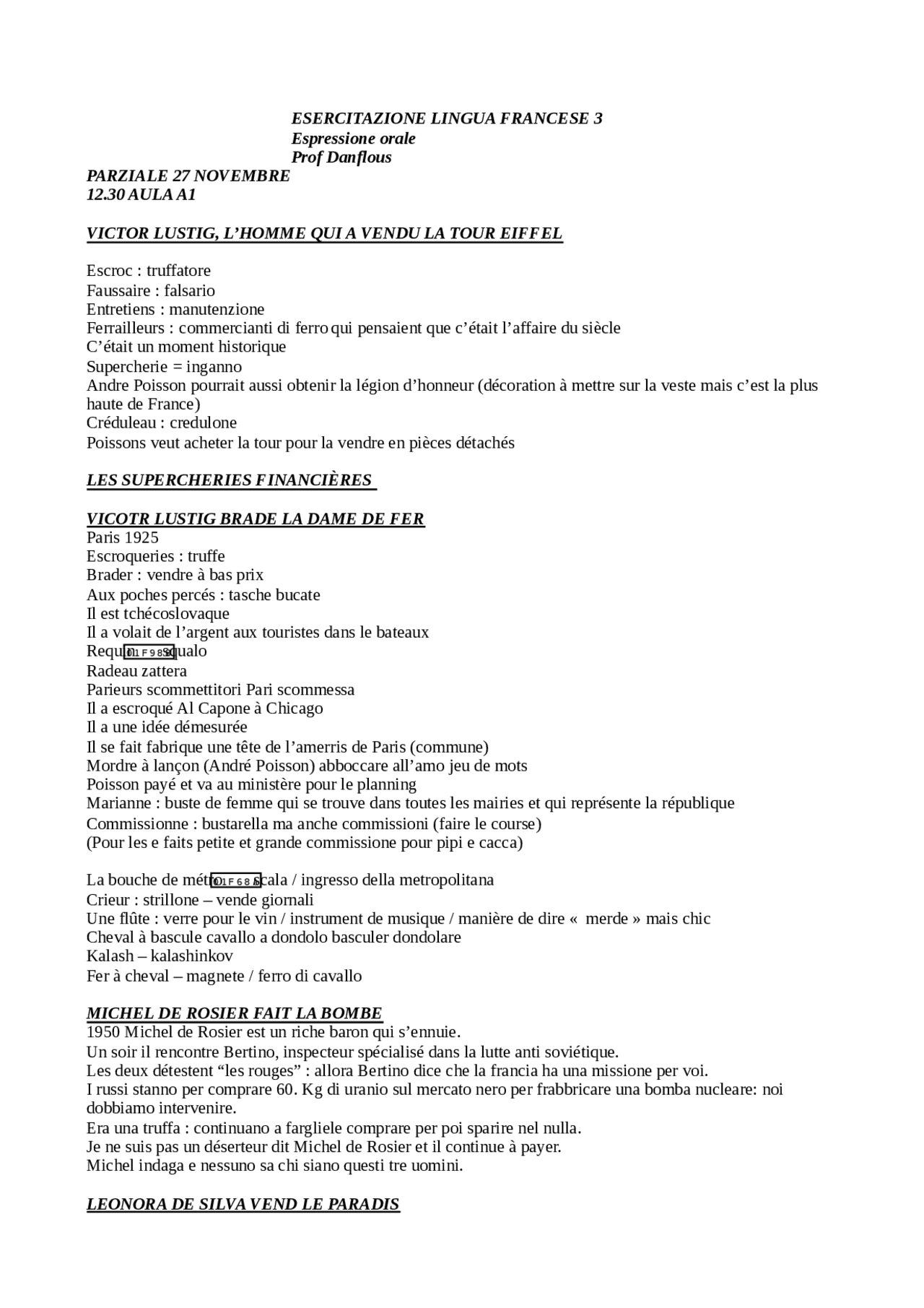 Esercitazione Lingua Francese 3 Appunti Di Lingua Francese Docsity