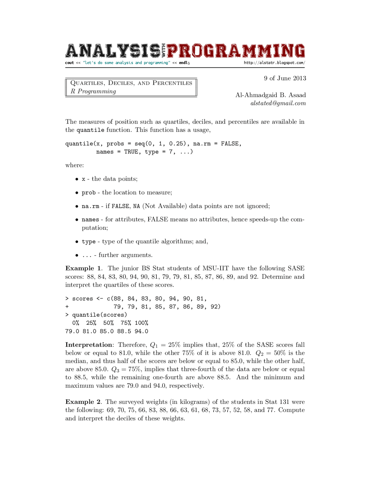 R Programming Techniques - Docsity