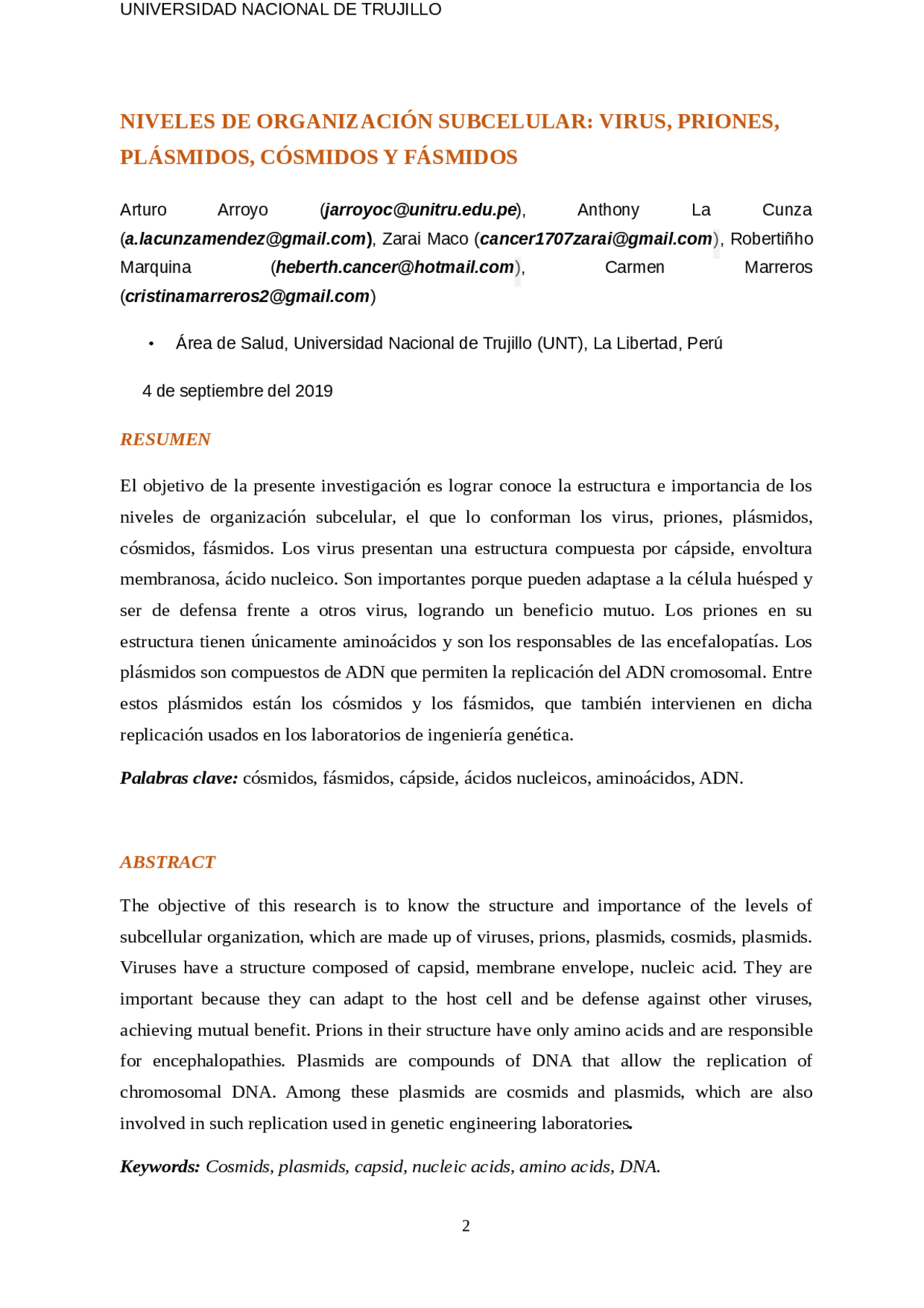 NIVELES DE ORGANIZACIÓN SUBCELULAR: VIRUS, PRIONES, PLÁSMIDOS, CÓSMIDOS ...