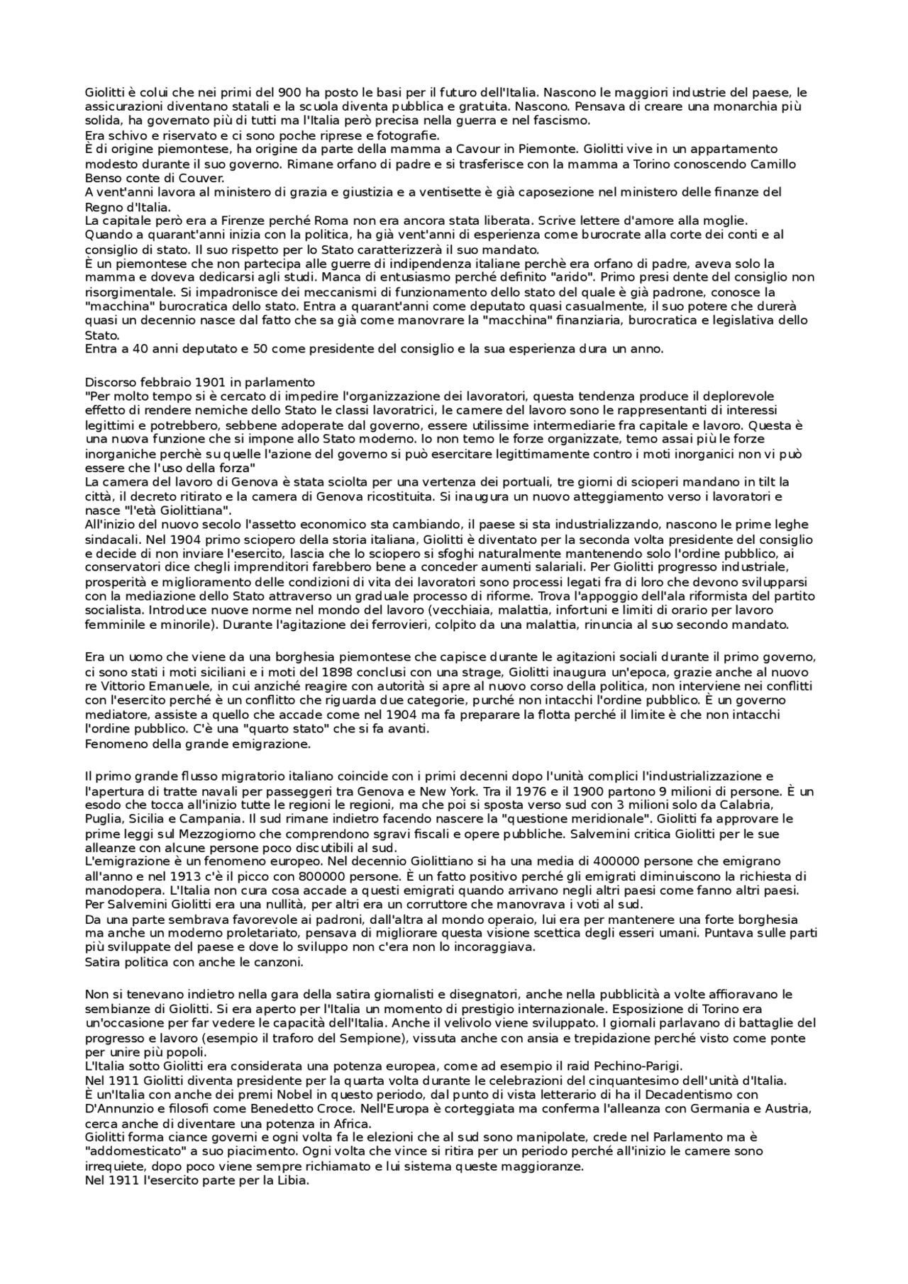 Giolitti Lezione Di Storia Liceo Docsity