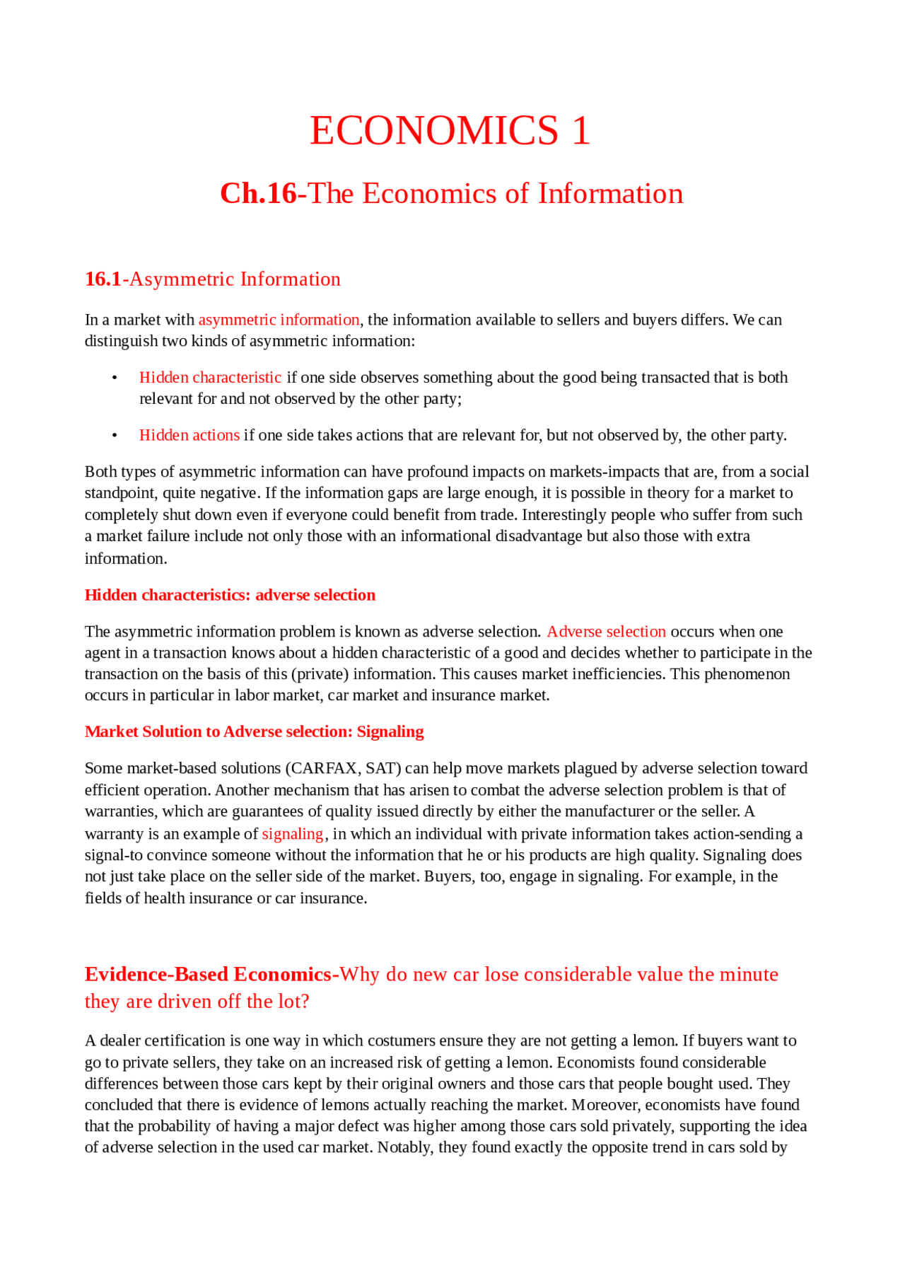 Chapter 16 Microeconomics Docsity