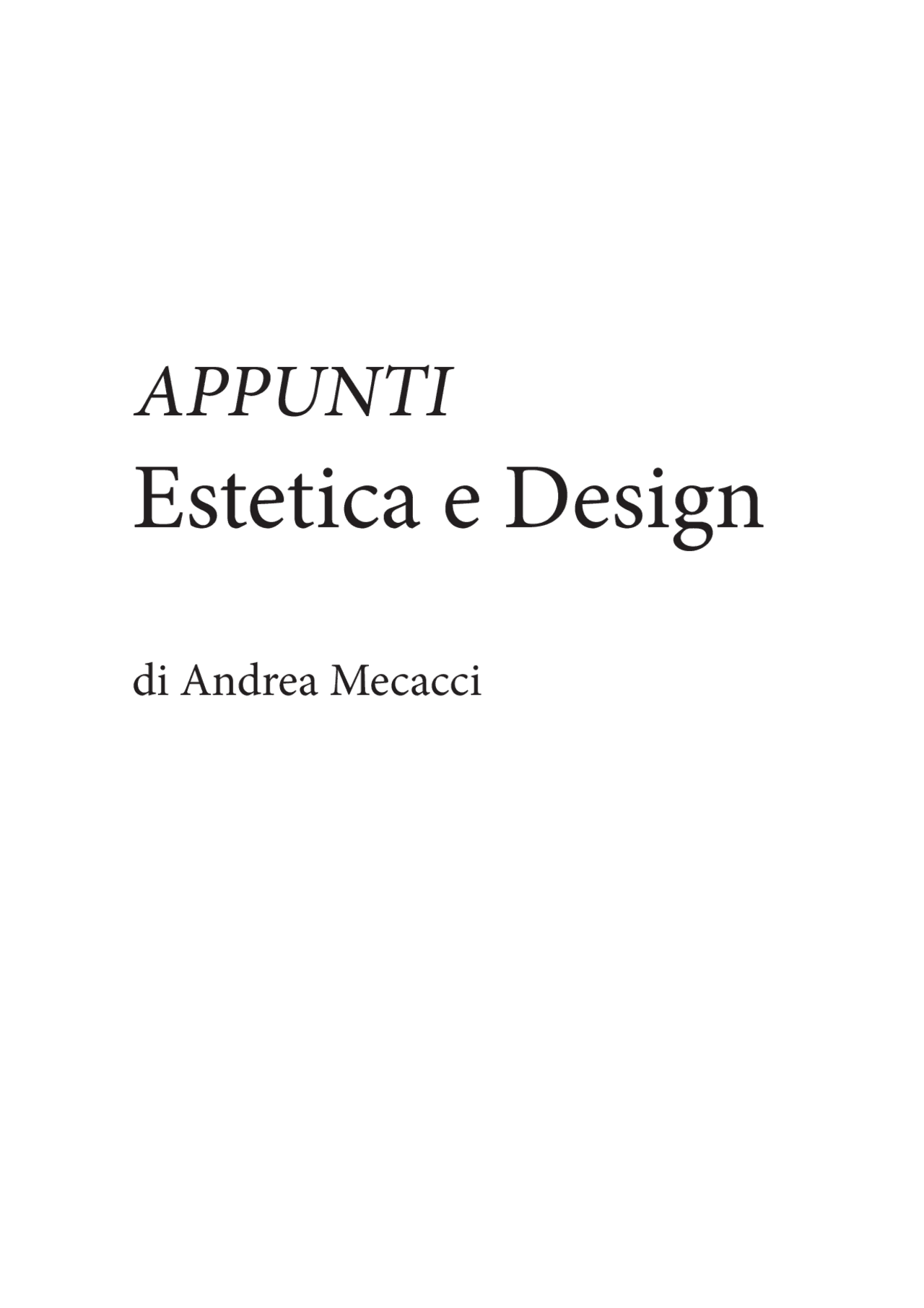 Appunti Estetica E Design Andrea Mecacci Design Campus Docsity