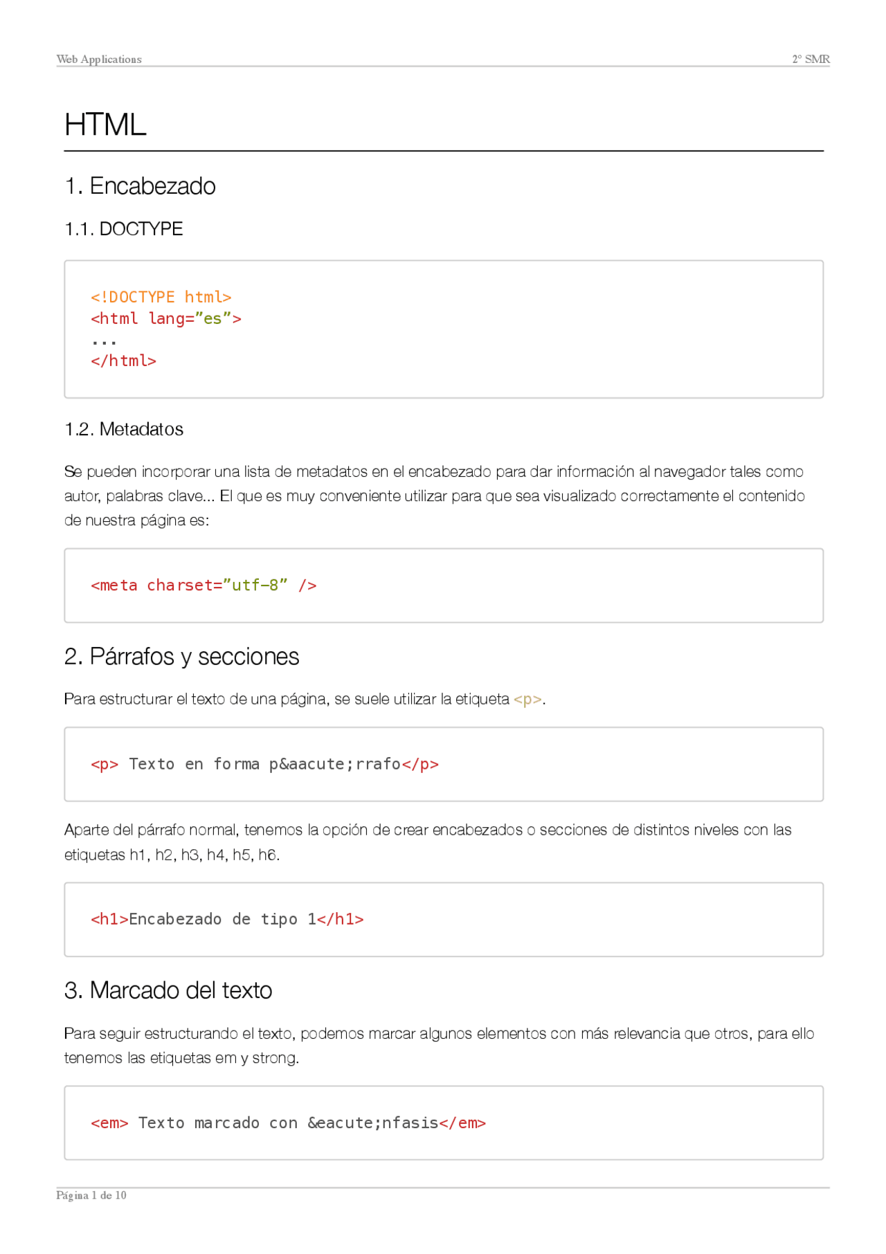 HTML etiquetas y utilización | Apuntes de Diseño y Desarrollo Web | Docsity