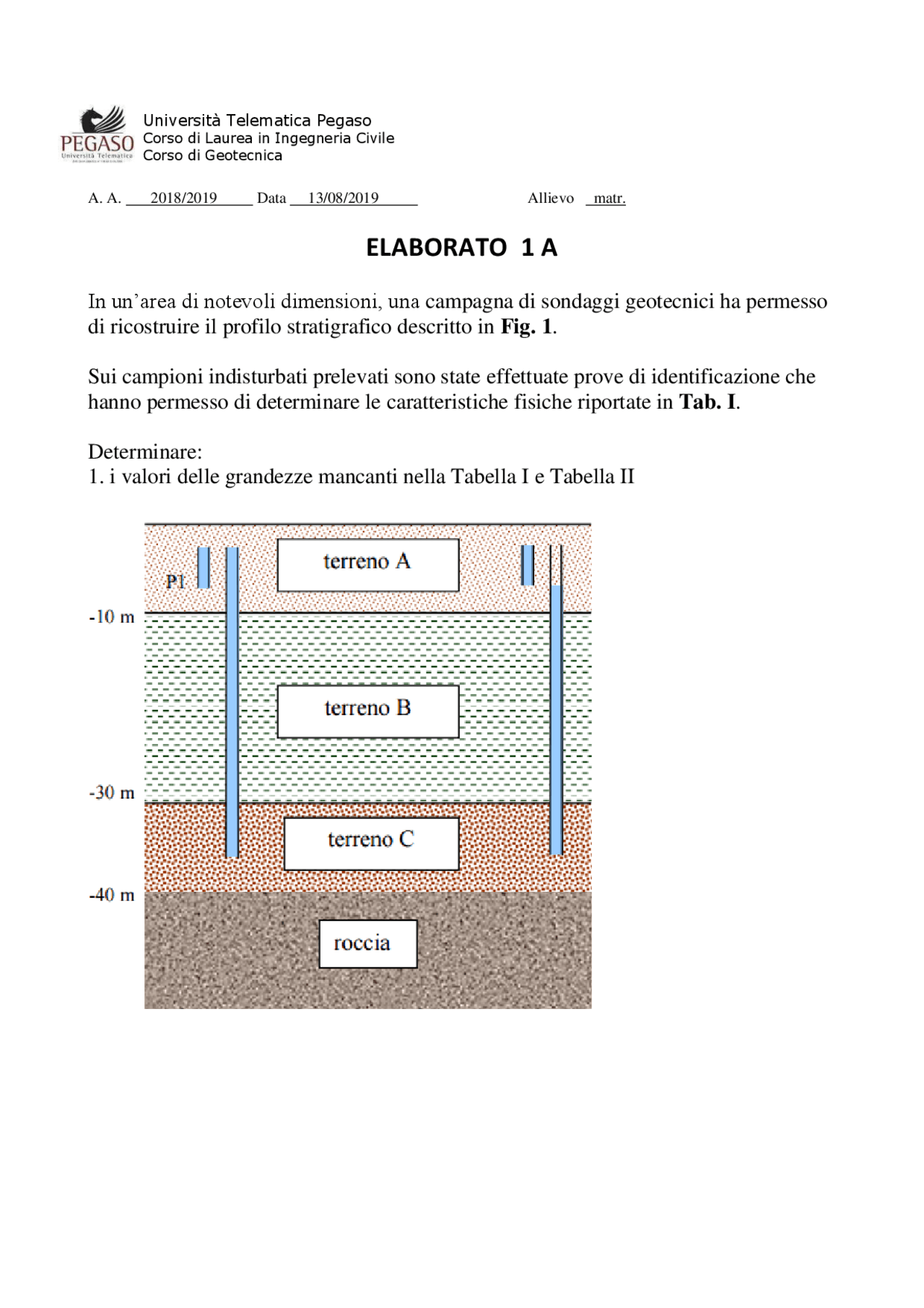 Geotecnica Unipegaso Elaborato 1a Docsity