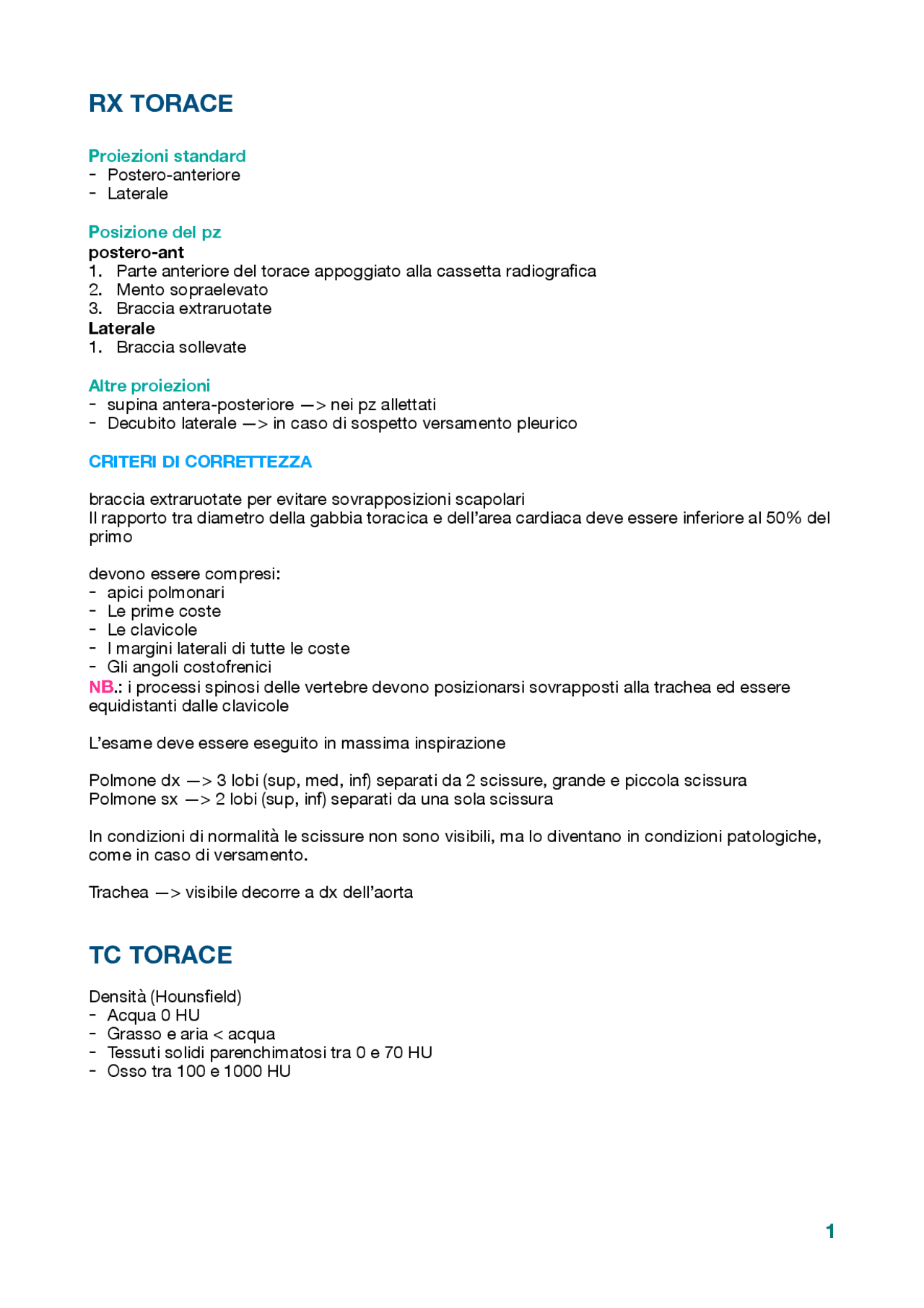 Radiologia del torace - Docsity