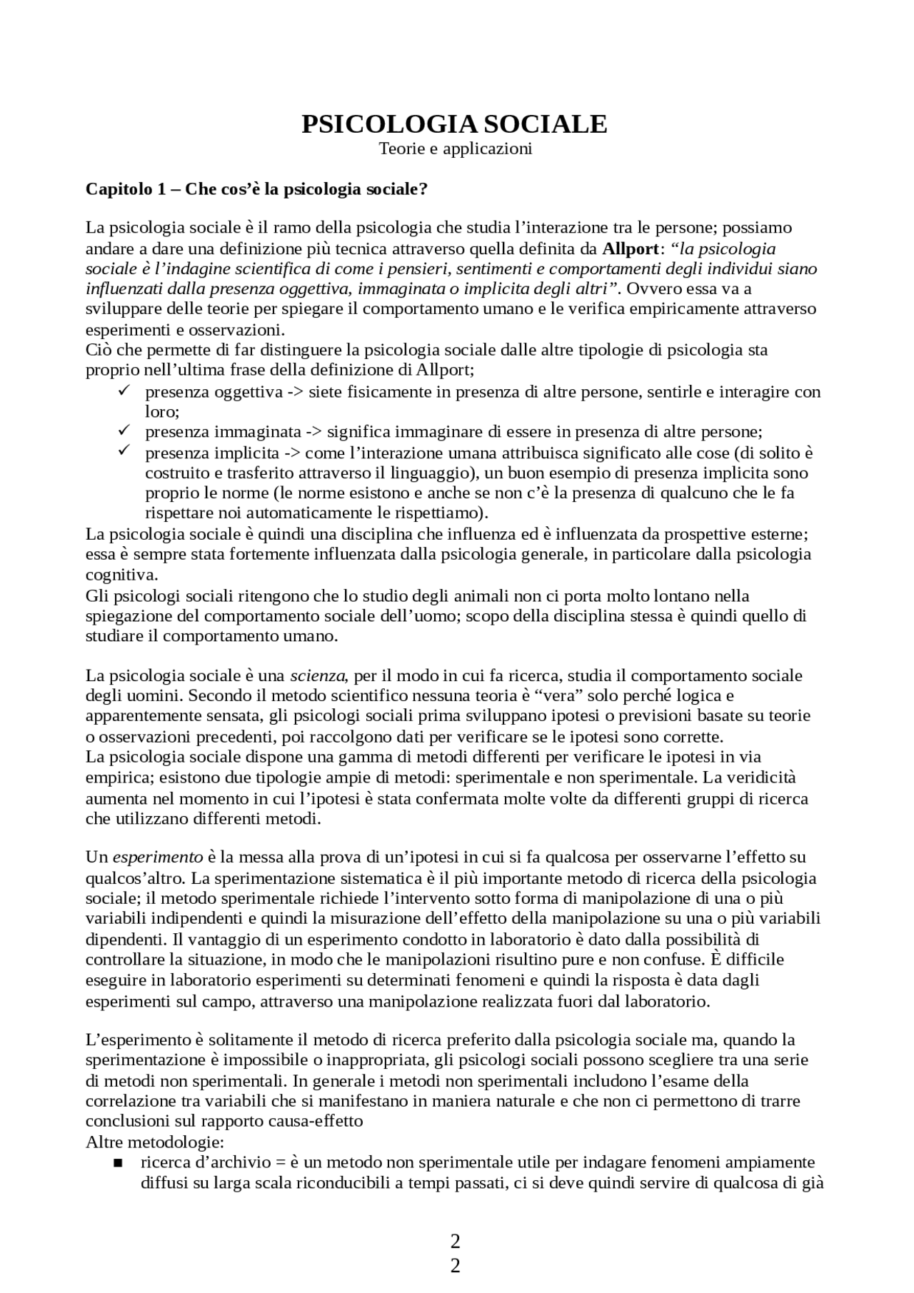 Psicologia Sociale Teorie E Applicazioni Docsity