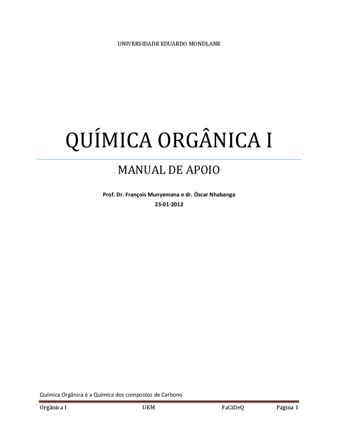 Manual De Quimica Organica I Manual De Quimica Organica I Resumos