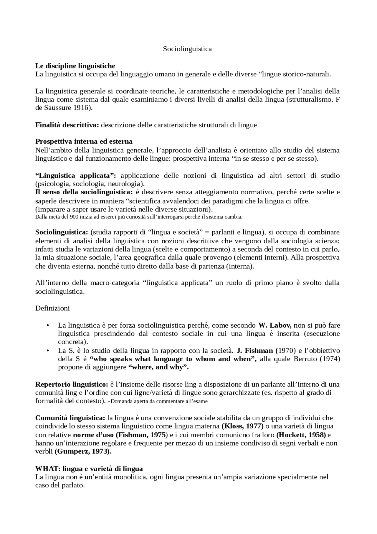 Sociolinguistica Appunti Manuale Docsity