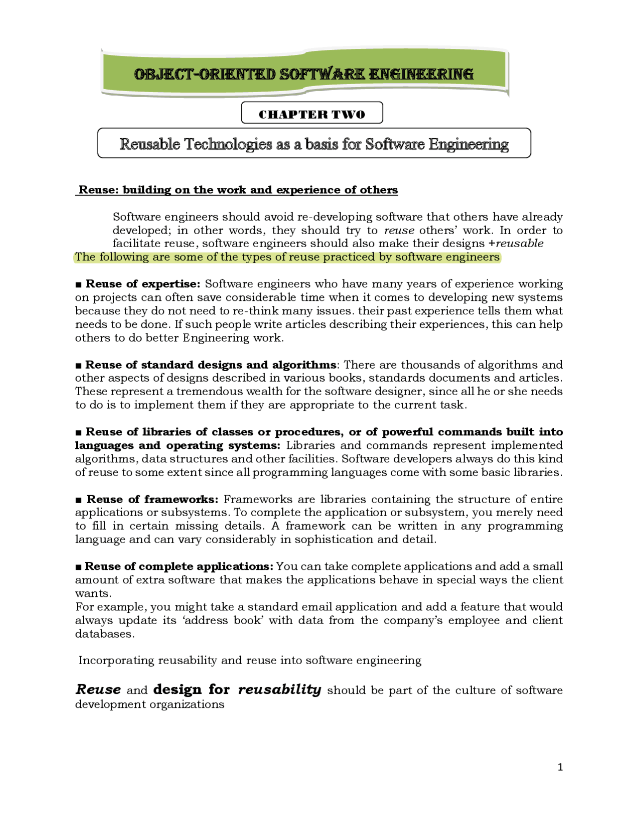 Object Oriented System Analysis And Design Lecture Notes Docsity