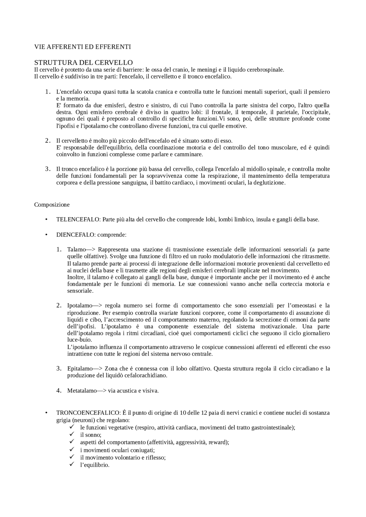 Elementi Di Neuroanatomia Docsity