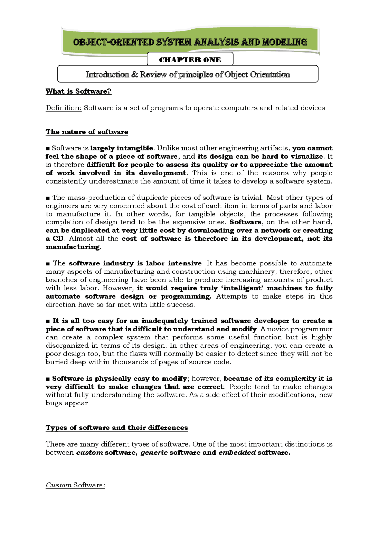 Object Oriented System Analysis And Design Lecture Notes Lecture Notes Object Oriented