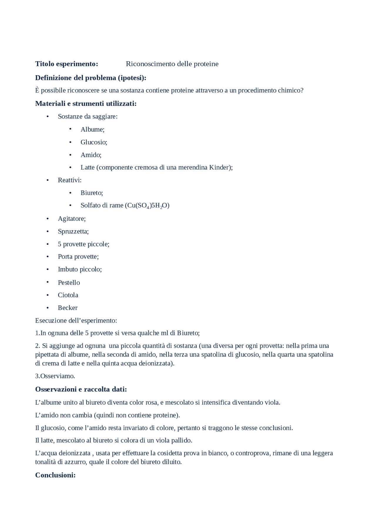 Relazione Di Laboratorio Sul Riconoscimento Delle Proteine Guide