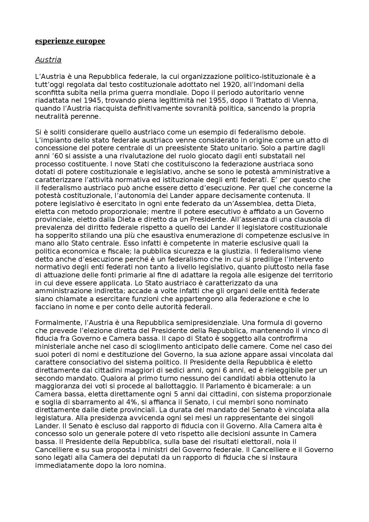 Esperienze Europee Diritto Docsity