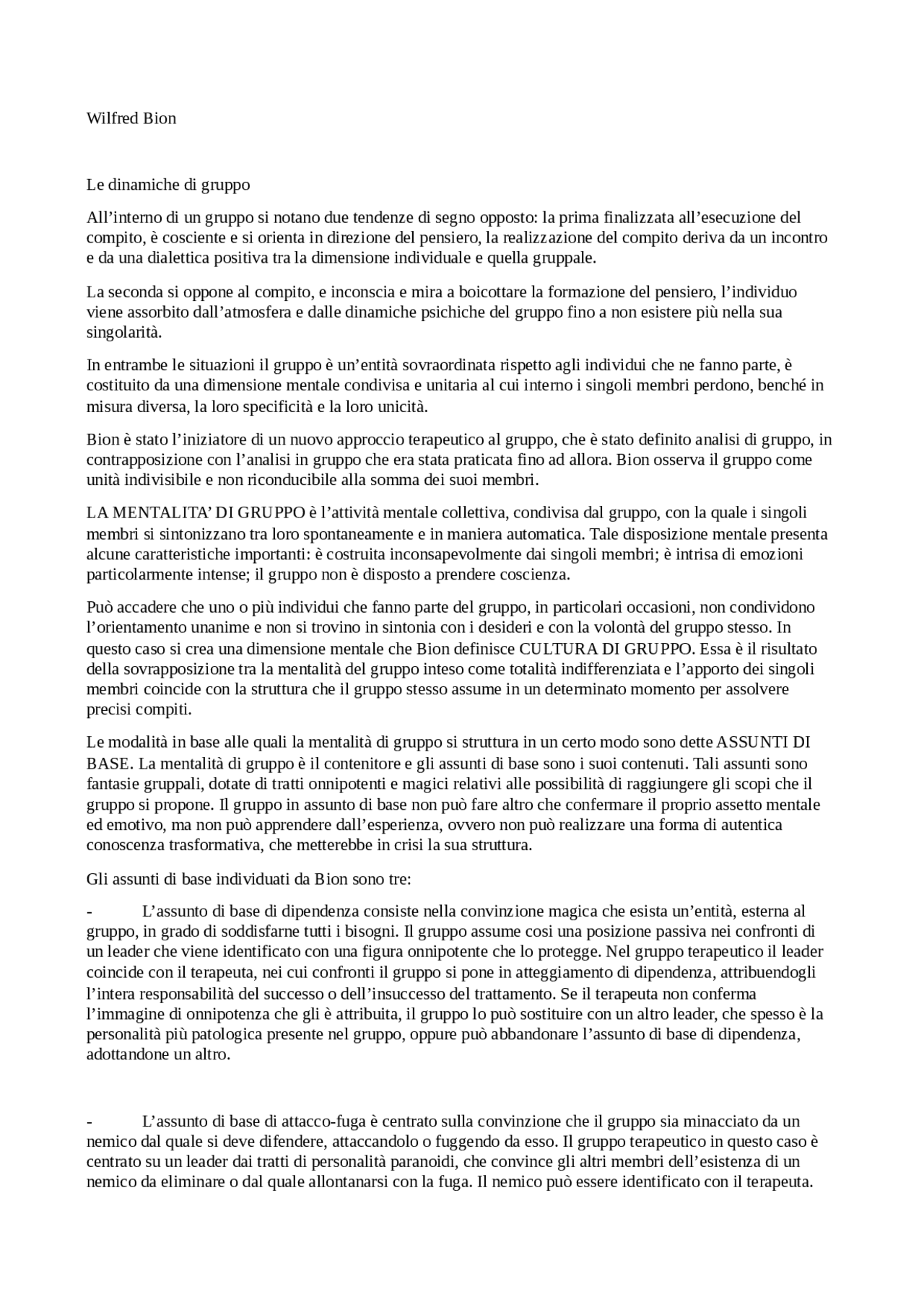 Appunti Bion Klein Jung Docsity