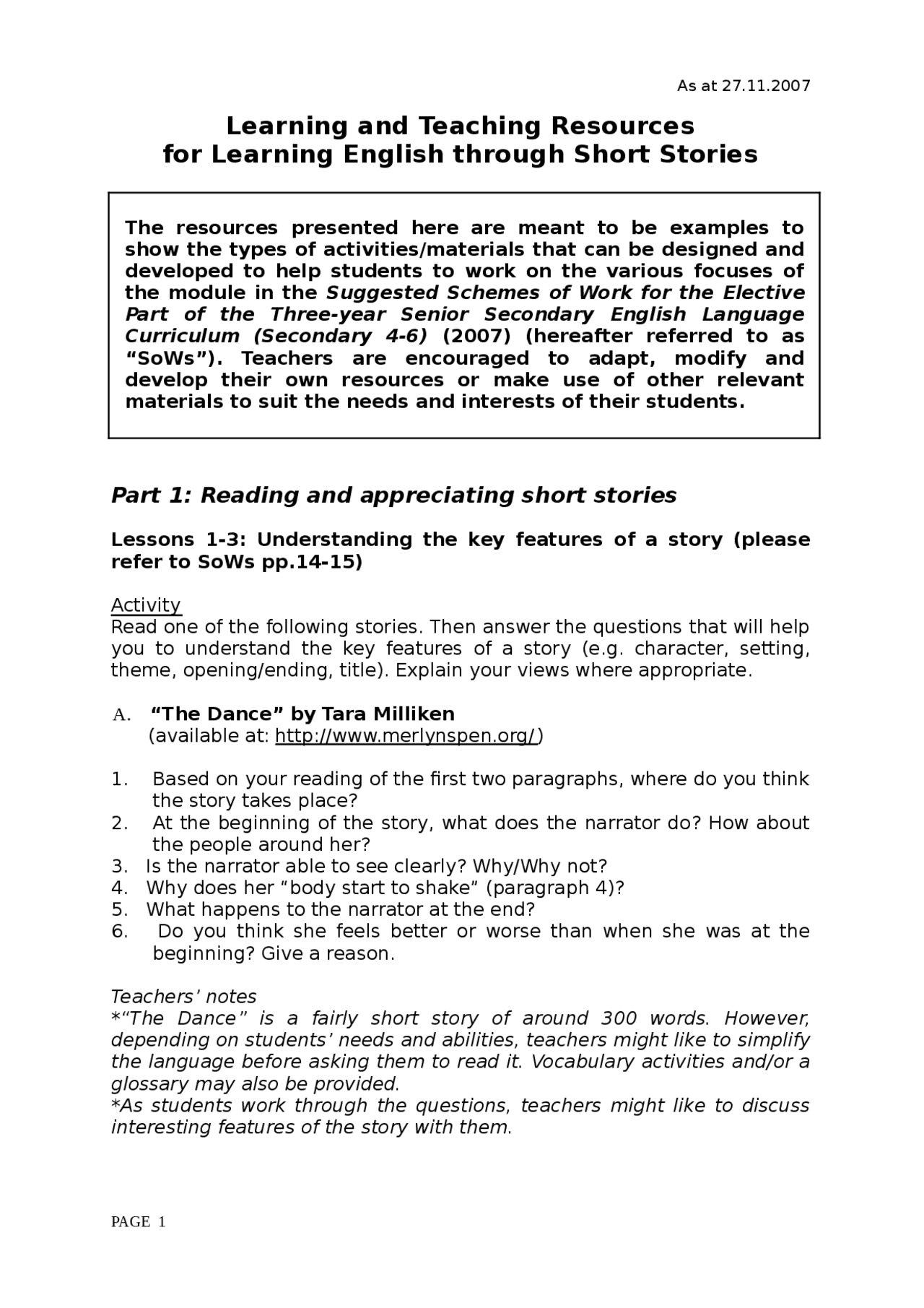 Teaching Resources To Learn English Docsity
