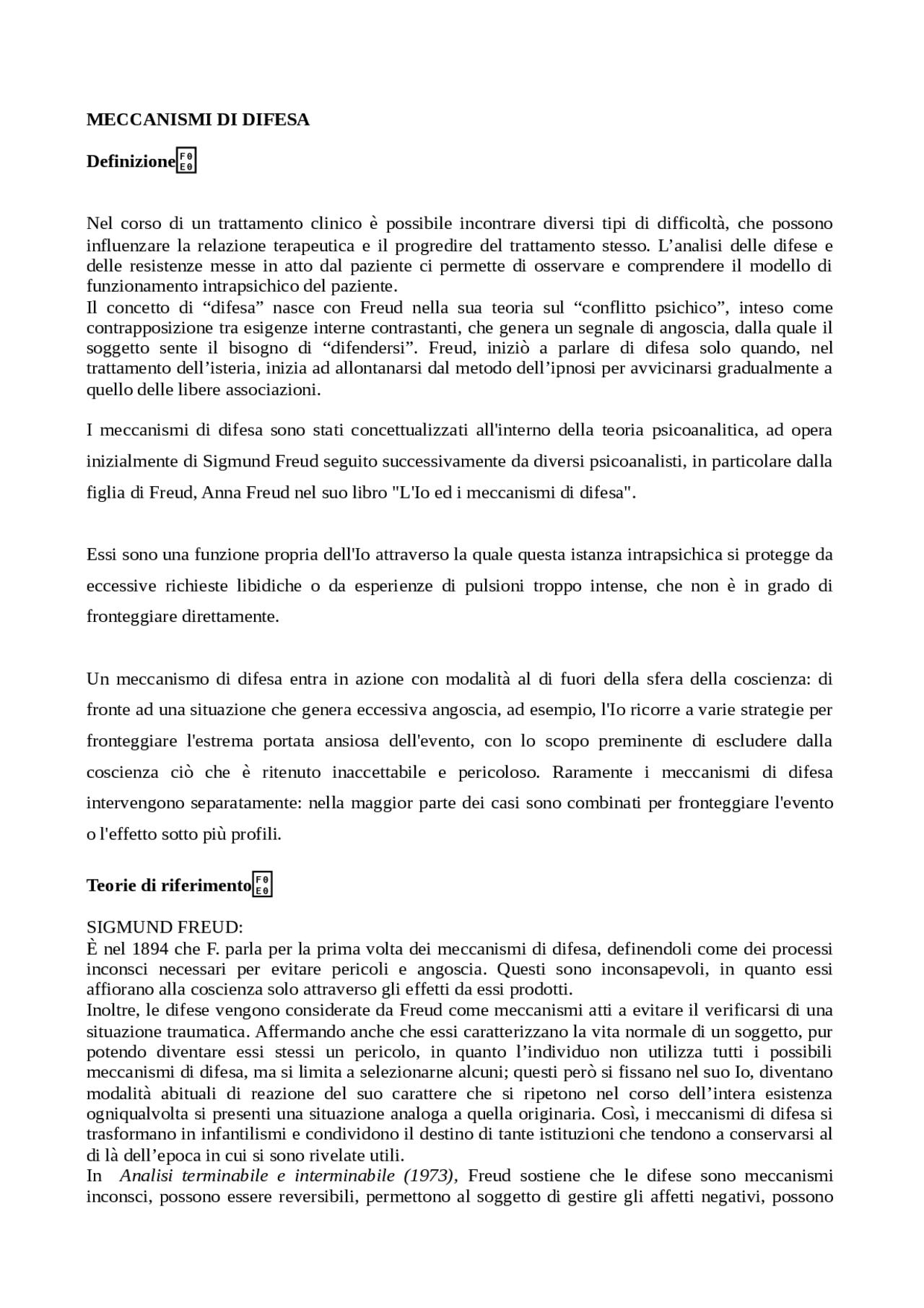 I Meccanismi Di Difesa Docsity