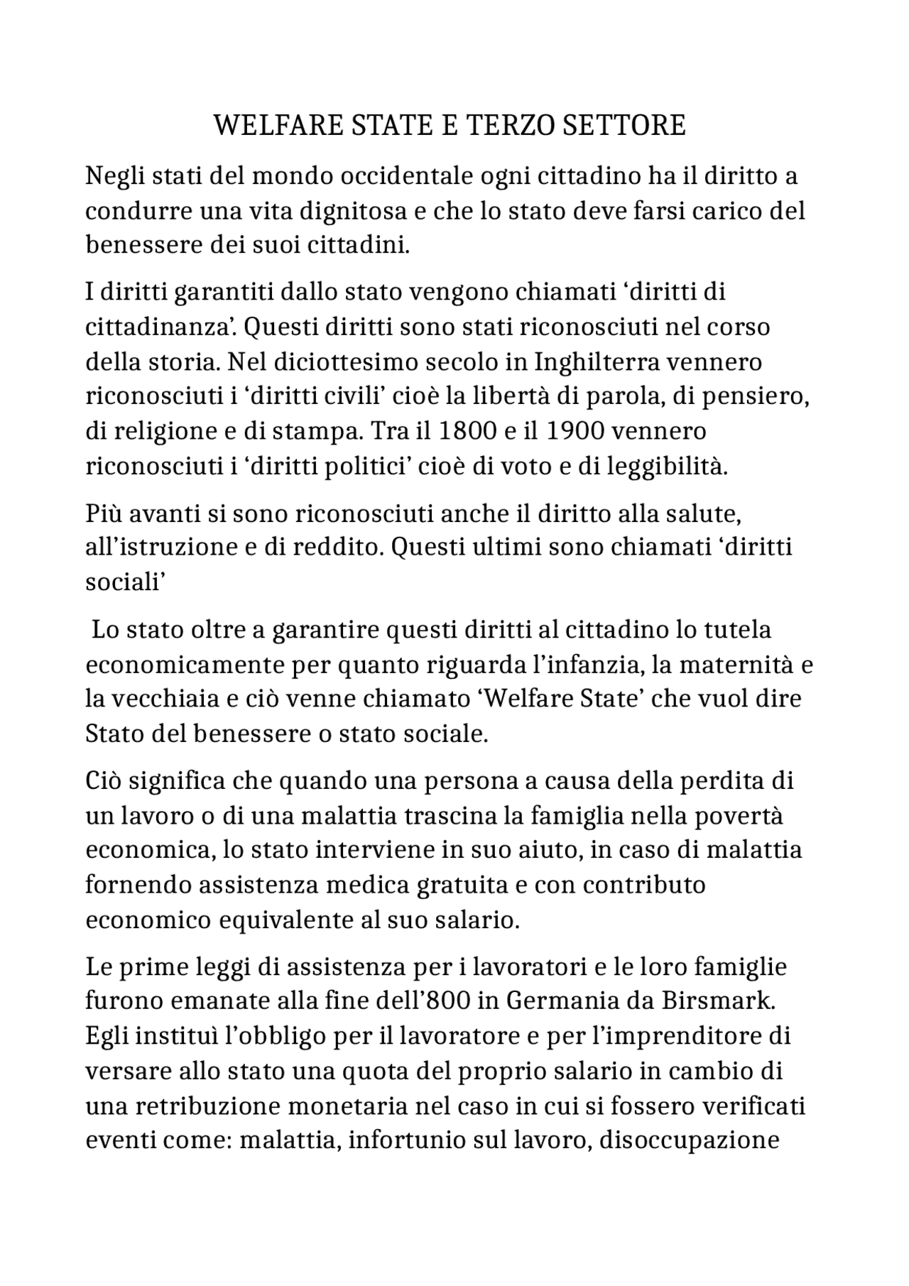 Welfare State In Generale Appunti Di Scienze Umane Docsity