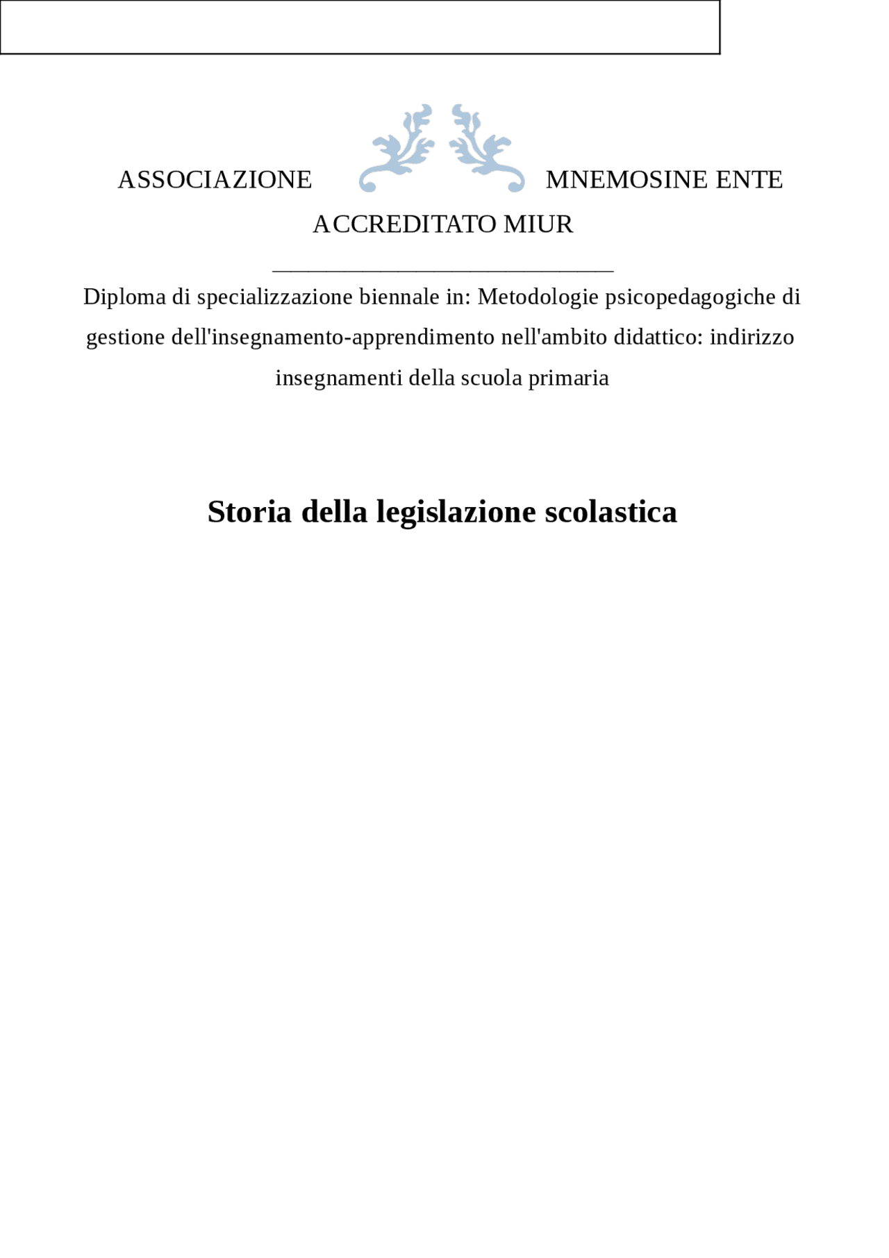 Storia Della Legislazione Scolastica Docsity