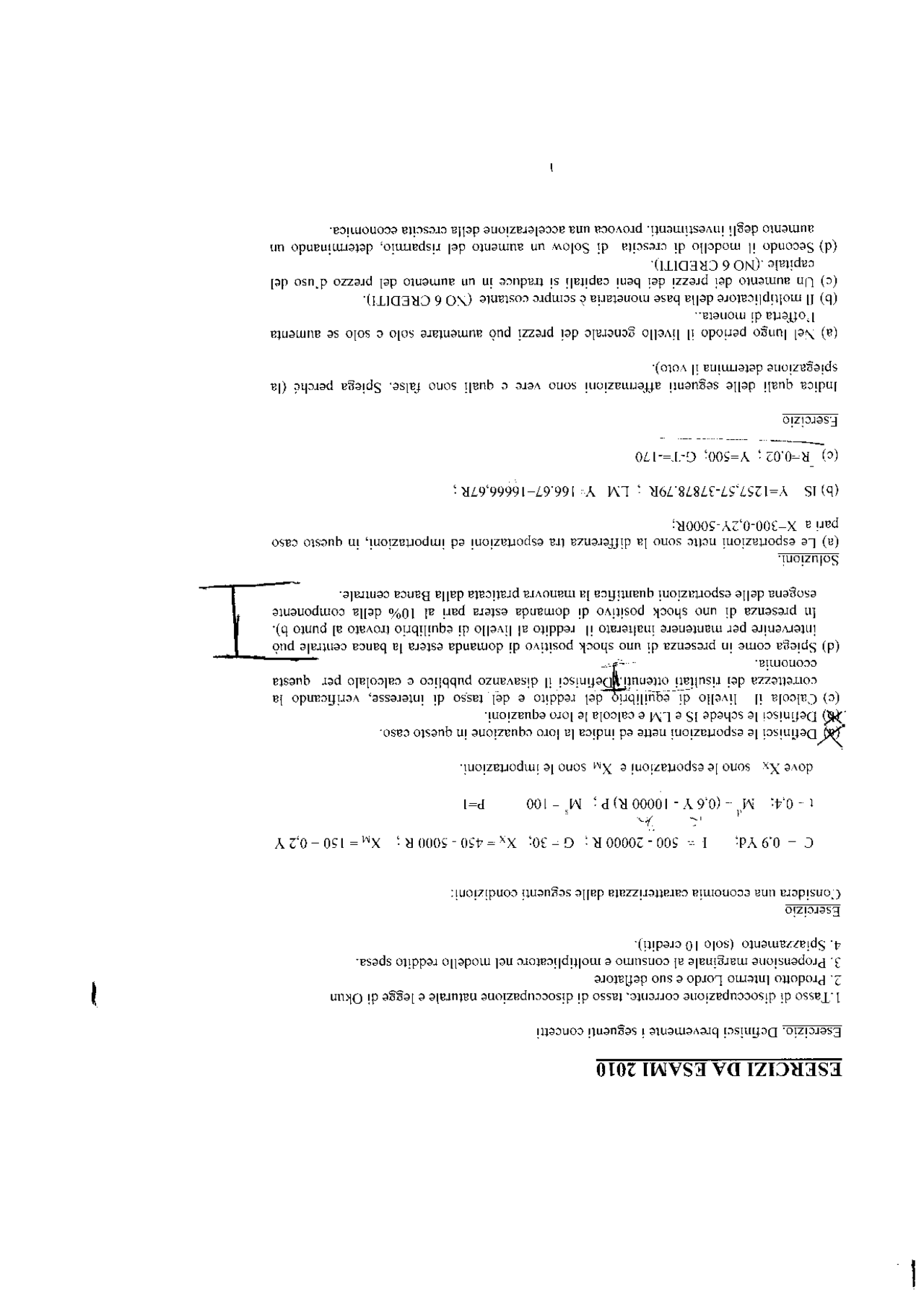 Esercizi Macroeconomia Docsity