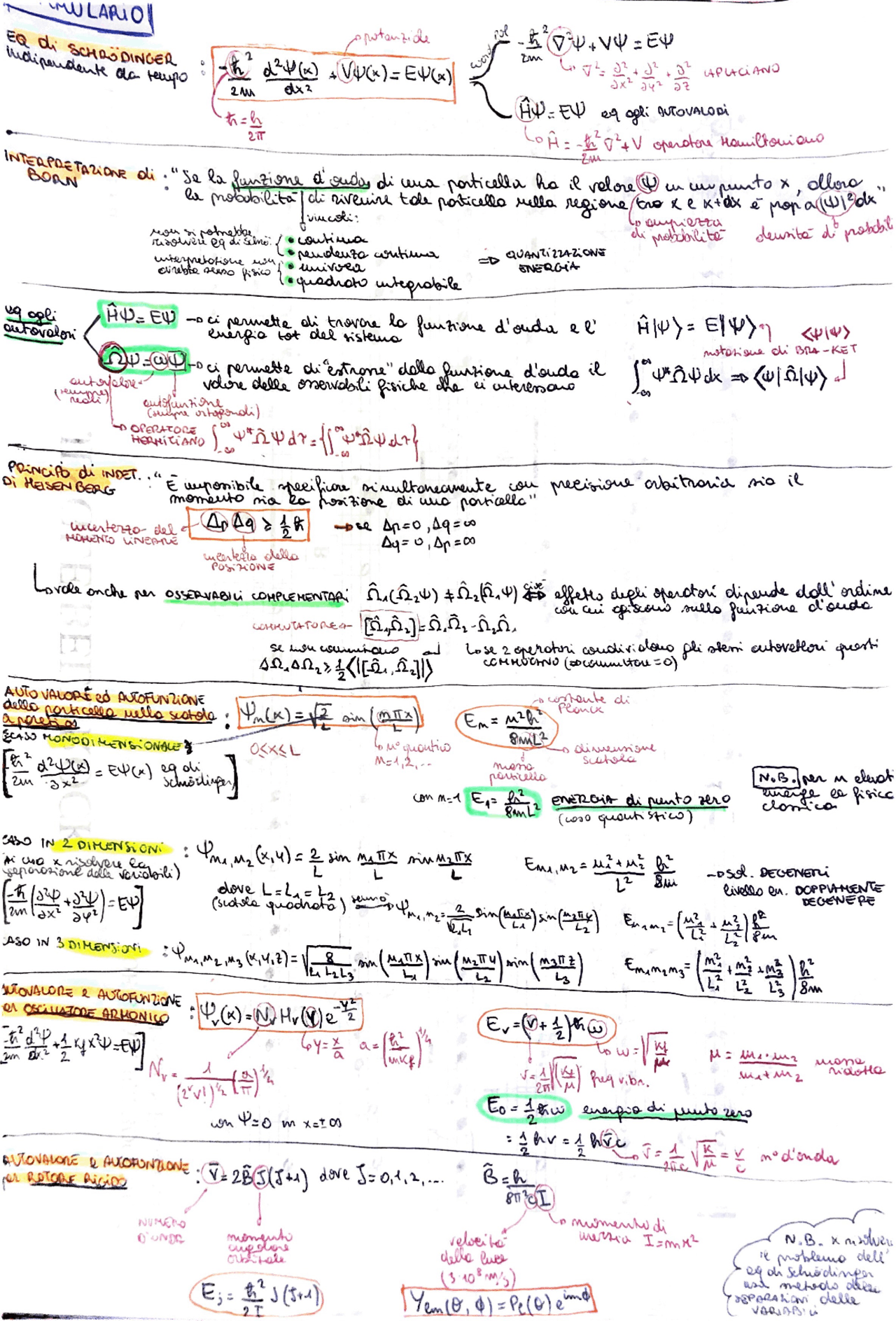 Chimica Fisica 2 Principali Formule E Postulati Docsity