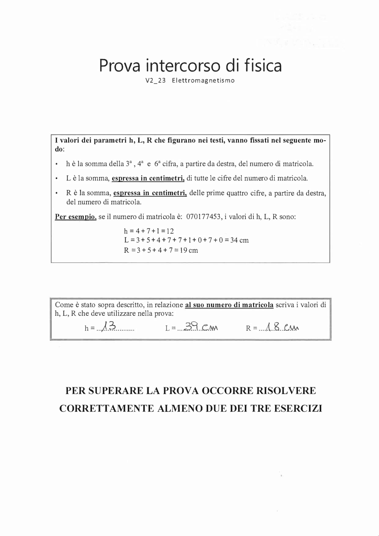 Prove Prova Intercorso V2 23 Fisica Pegaso Docsity