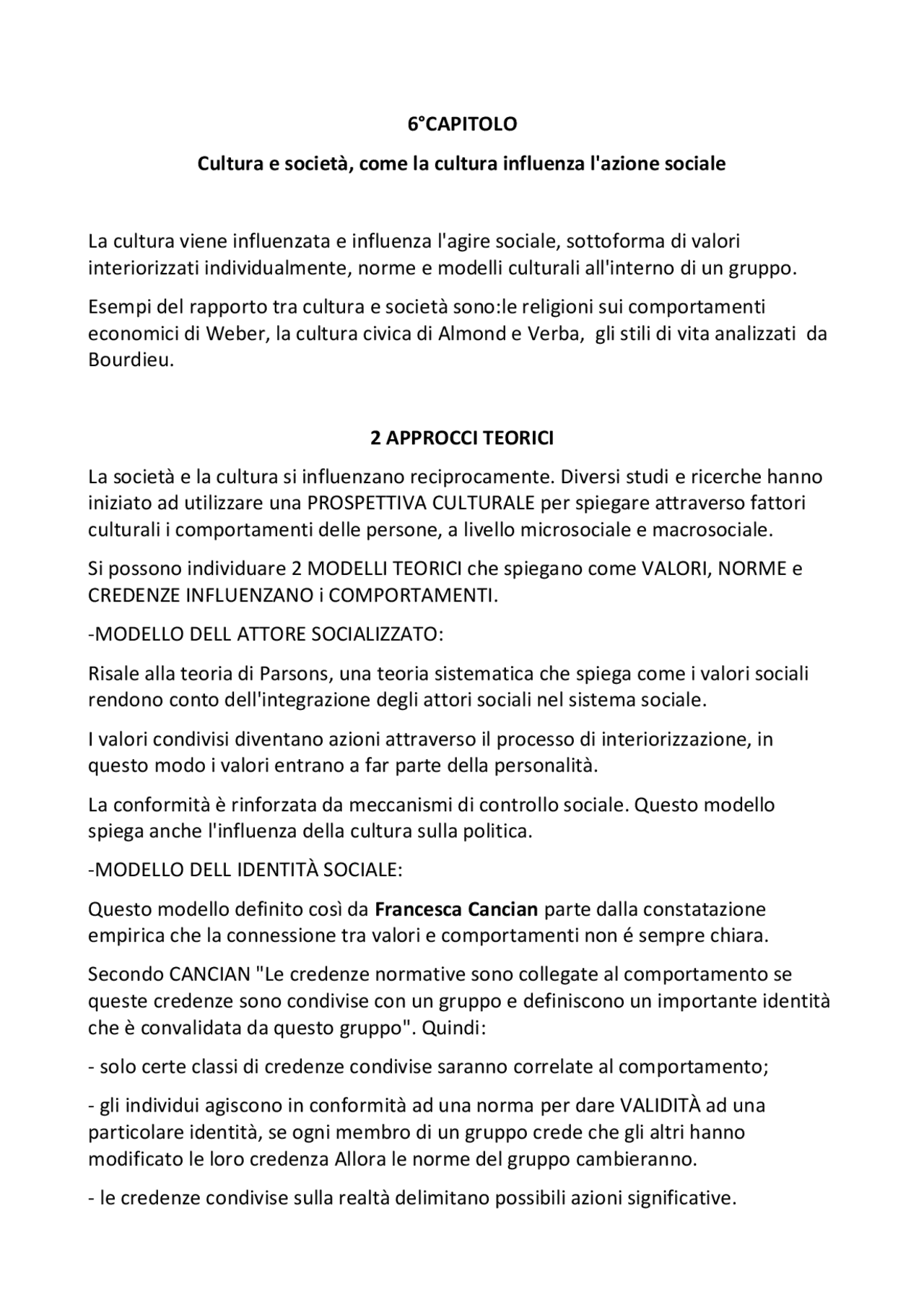Capitolo 6 L Sciolla Sociologia Dei Processi Culturali Sintesi Del