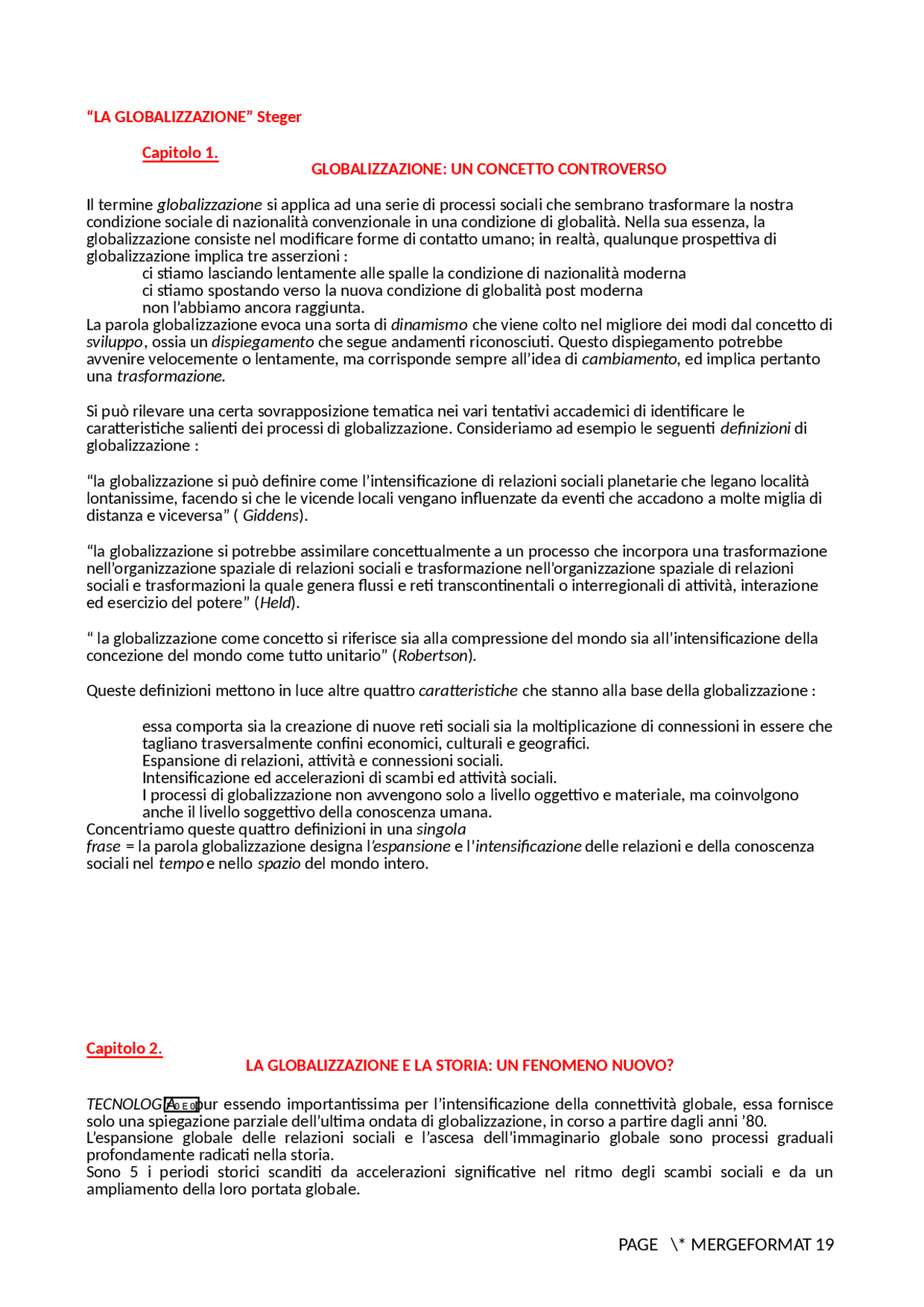 La Globalizzazione Libro Steger Docsity