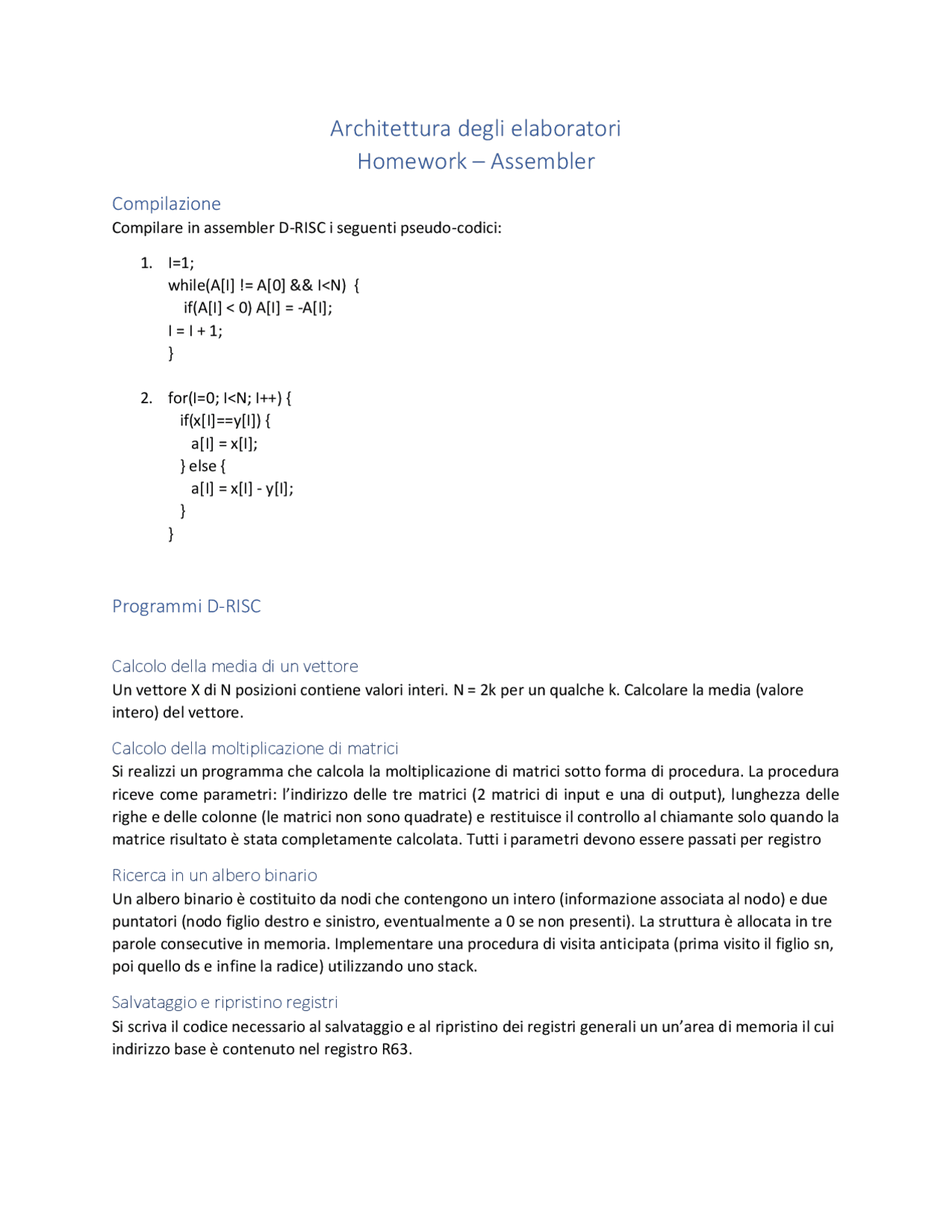 Esercizi Assembler D Risc Docsity