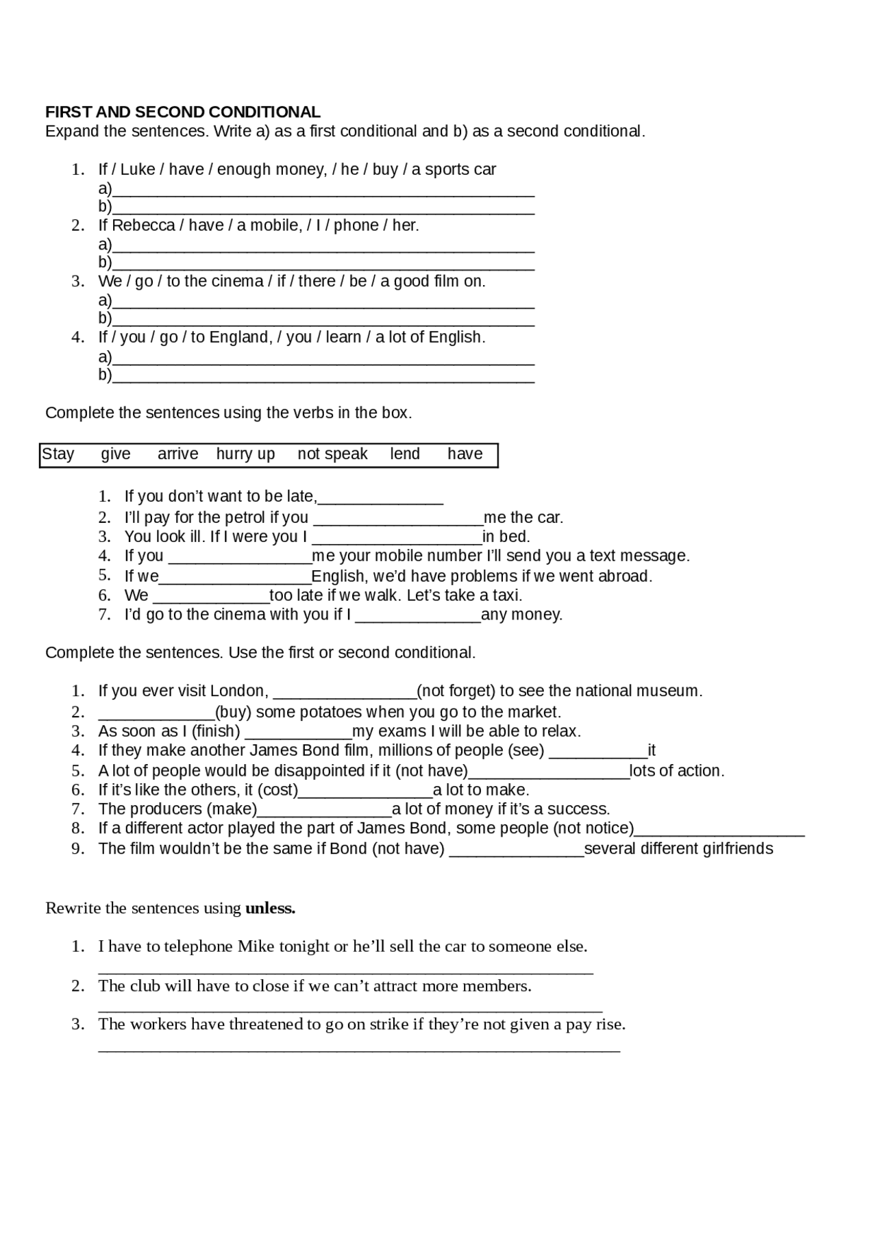CONDITIONAL SENTENCES - Docsity