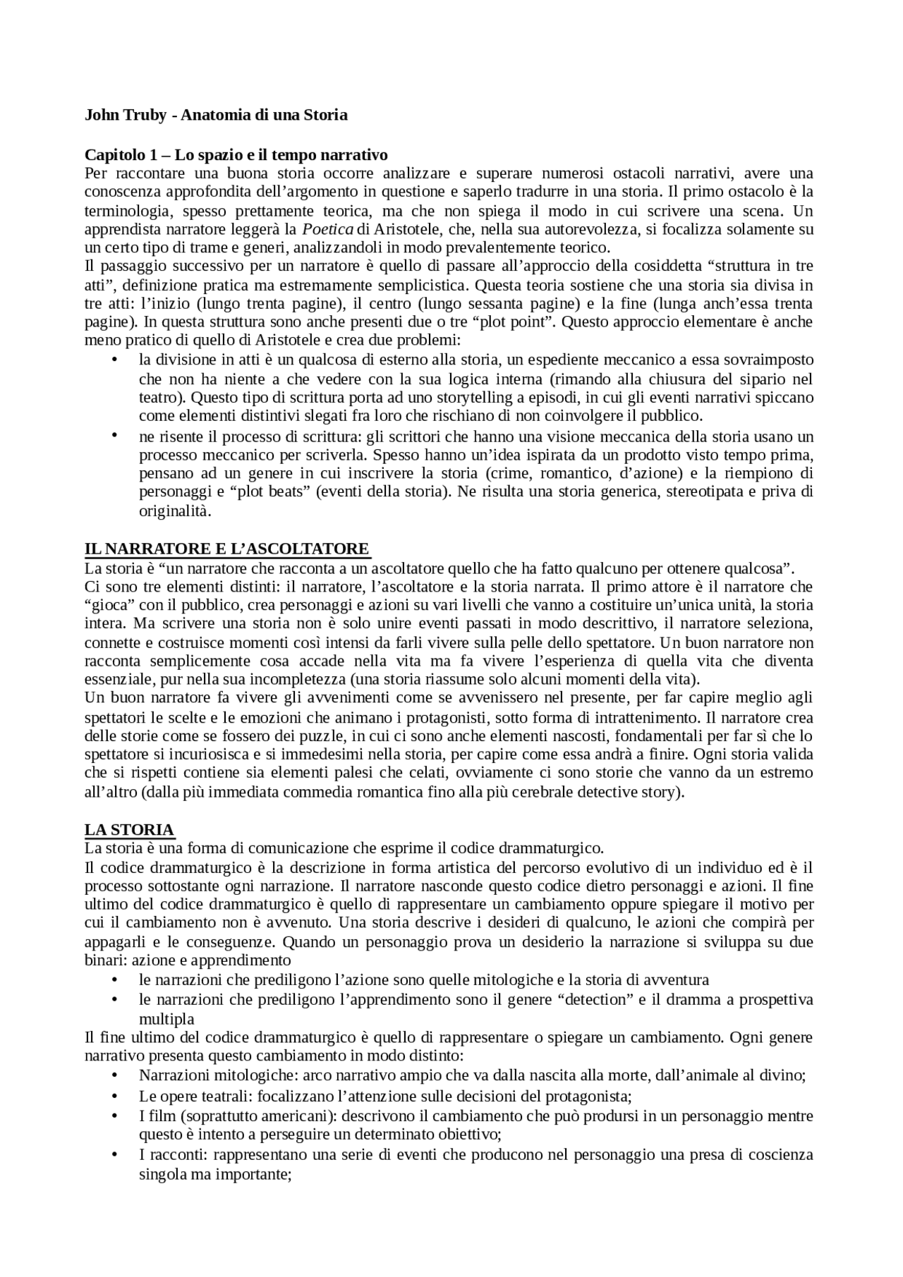 John Truby Anatomia Di Una Storia Docsity