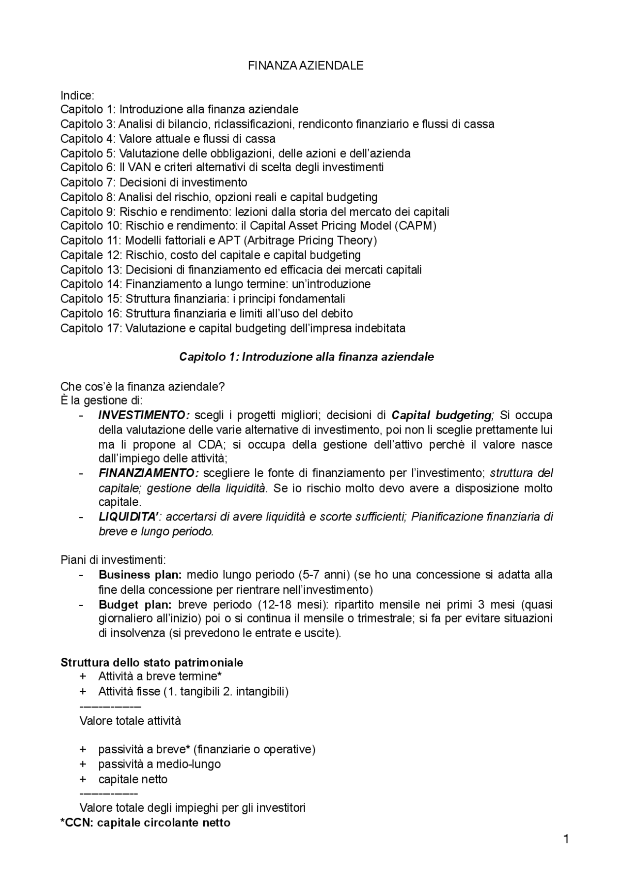 Riassunto Libro Corporate Finance Seconda Edizione Docsity